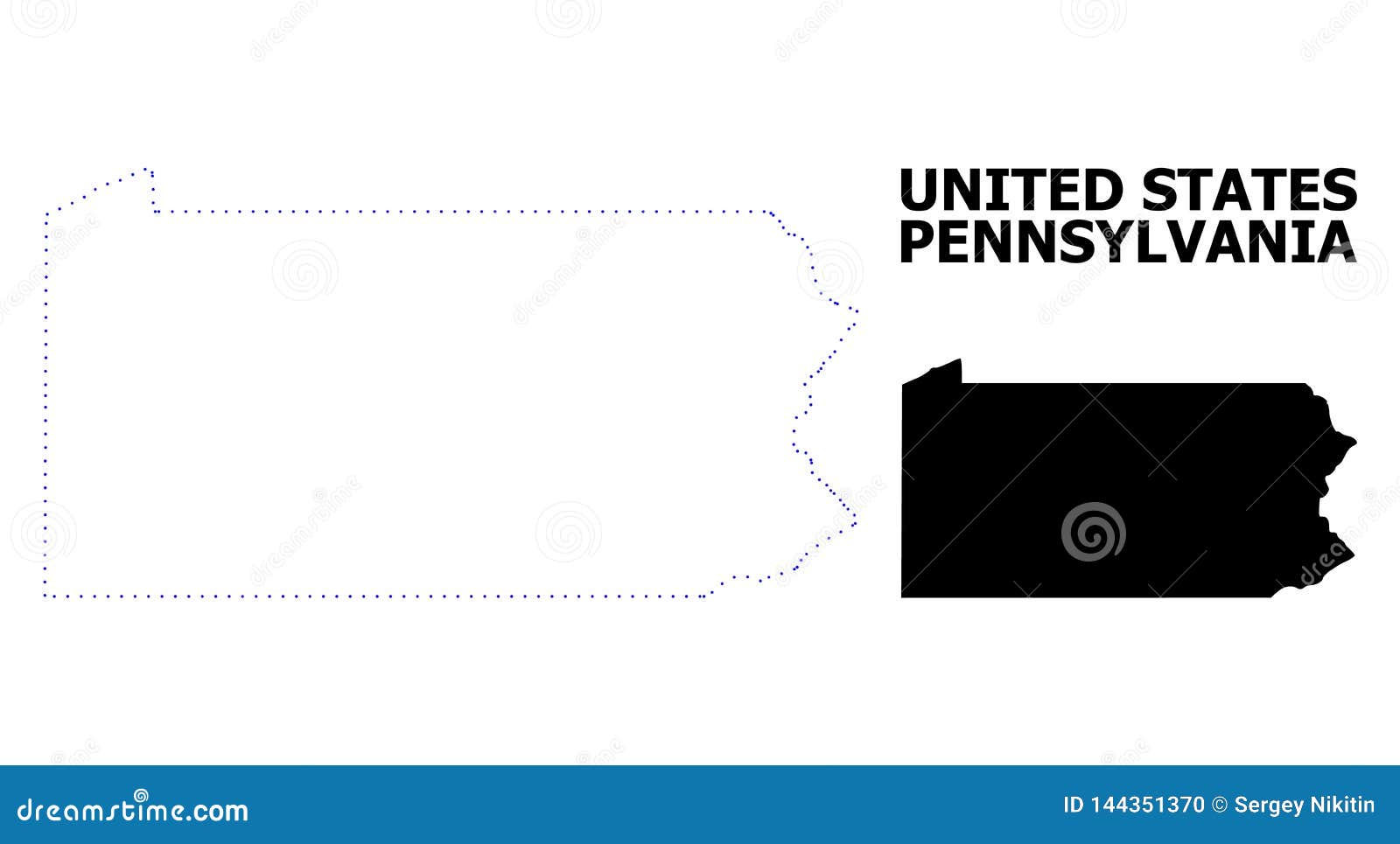 Vector Contour Dotted Map of Pennsylvania State with Caption Stock ...