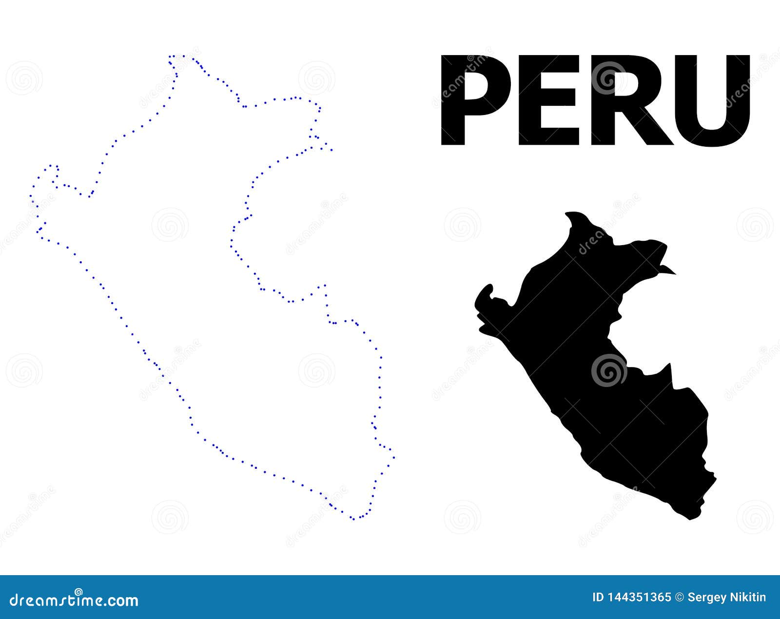 Vector Contour Dotted Map of Peru with Name Stock Vector - Illustration ...