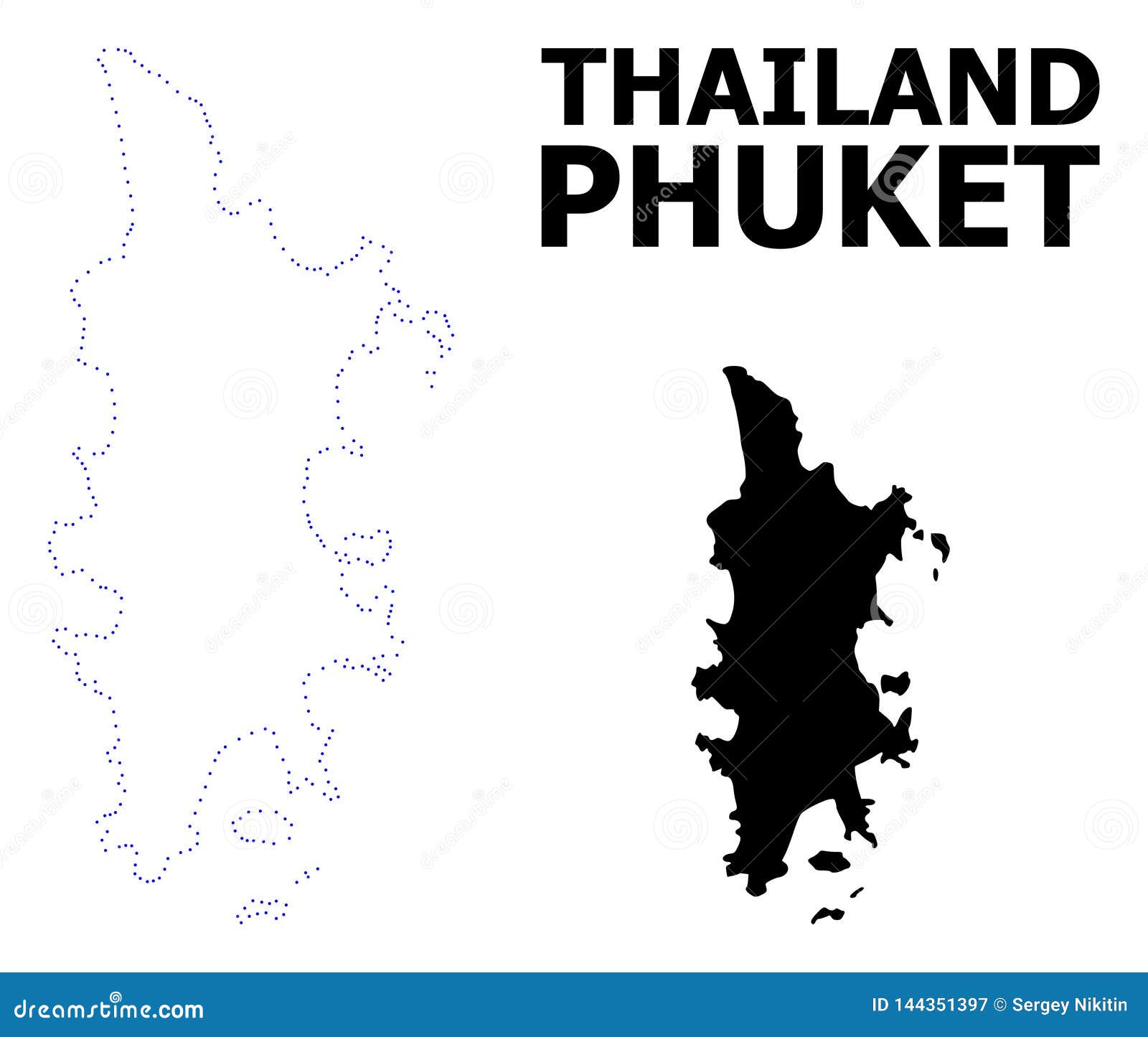 Vector Contour Dotted Map of Phuket with Caption Stock Vector ...