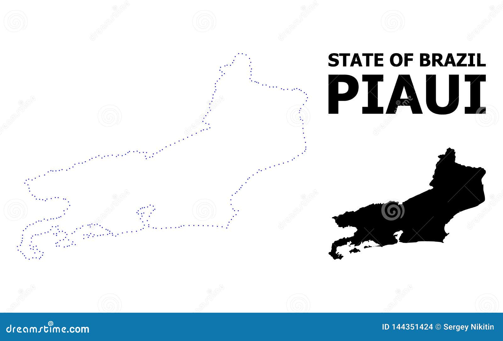 Vector Contour Dotted Map of Piaui State with Name Stock Vector ...