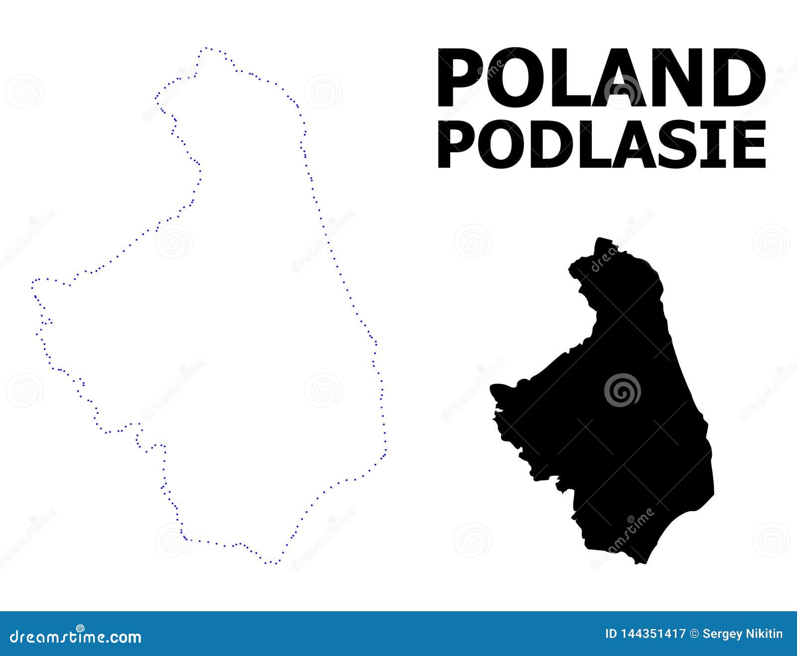Vector Contour Dotted Map of Podlasie Province with Caption Stock ...
