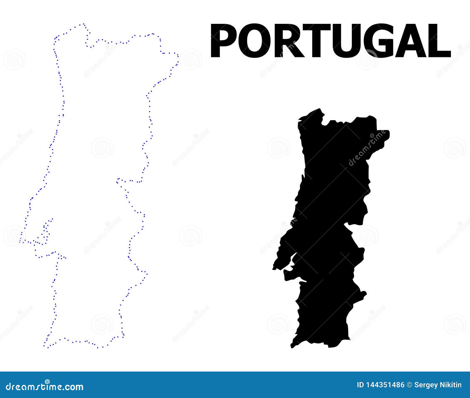Portugal Map From The Contour Black Brush Lines Different Thickness On ...