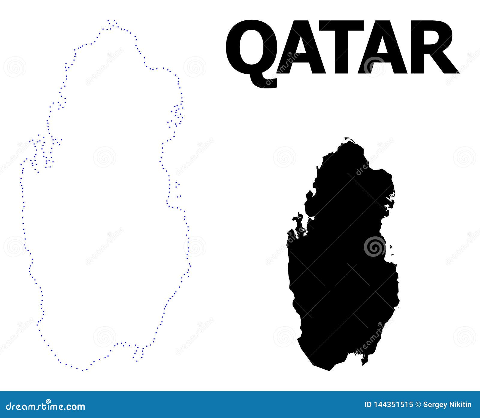 Vector Contour Dotted Map of Qatar with Name Stock Vector ...