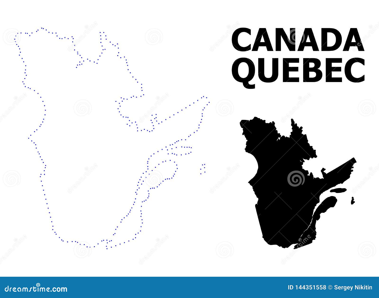 Vector Contour Dotted Map of Quebec Province with Caption Stock Vector ...