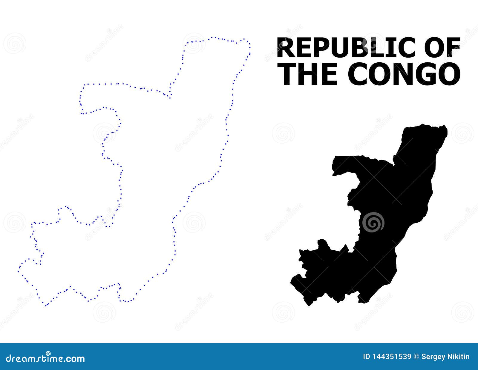 Vector Contour Dotted Map of Republic of the Congo with Caption Stock ...