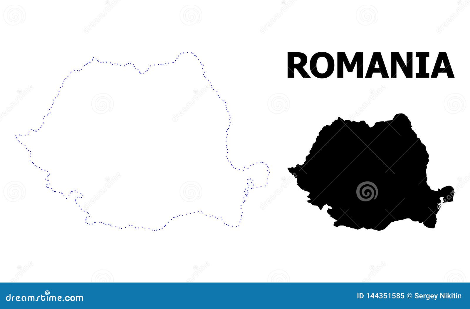 Vector Contour Dotted Map of Romania with Caption Stock Vector ...