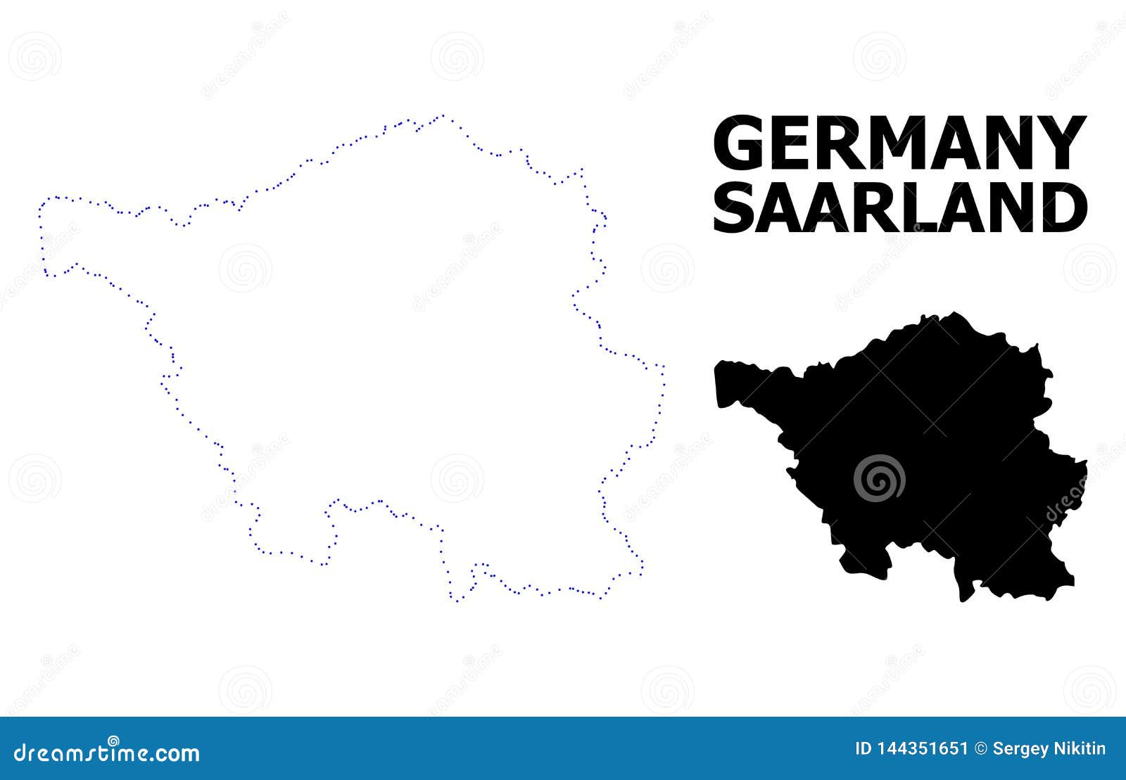 Vector Contour Dotted Map of Saarland State with Name Stock Vector ...