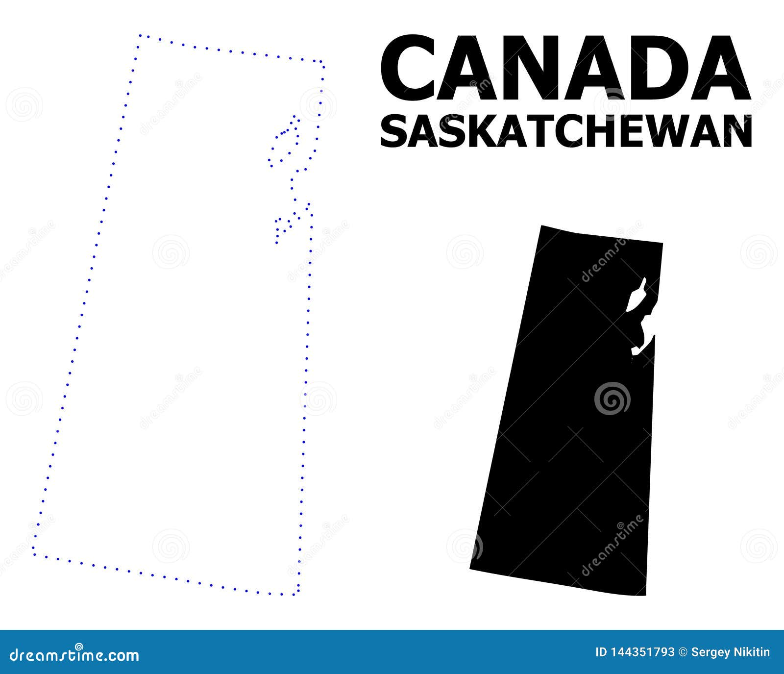 Vector Contour Dotted Map of Saskatchewan Province with Caption Stock ...