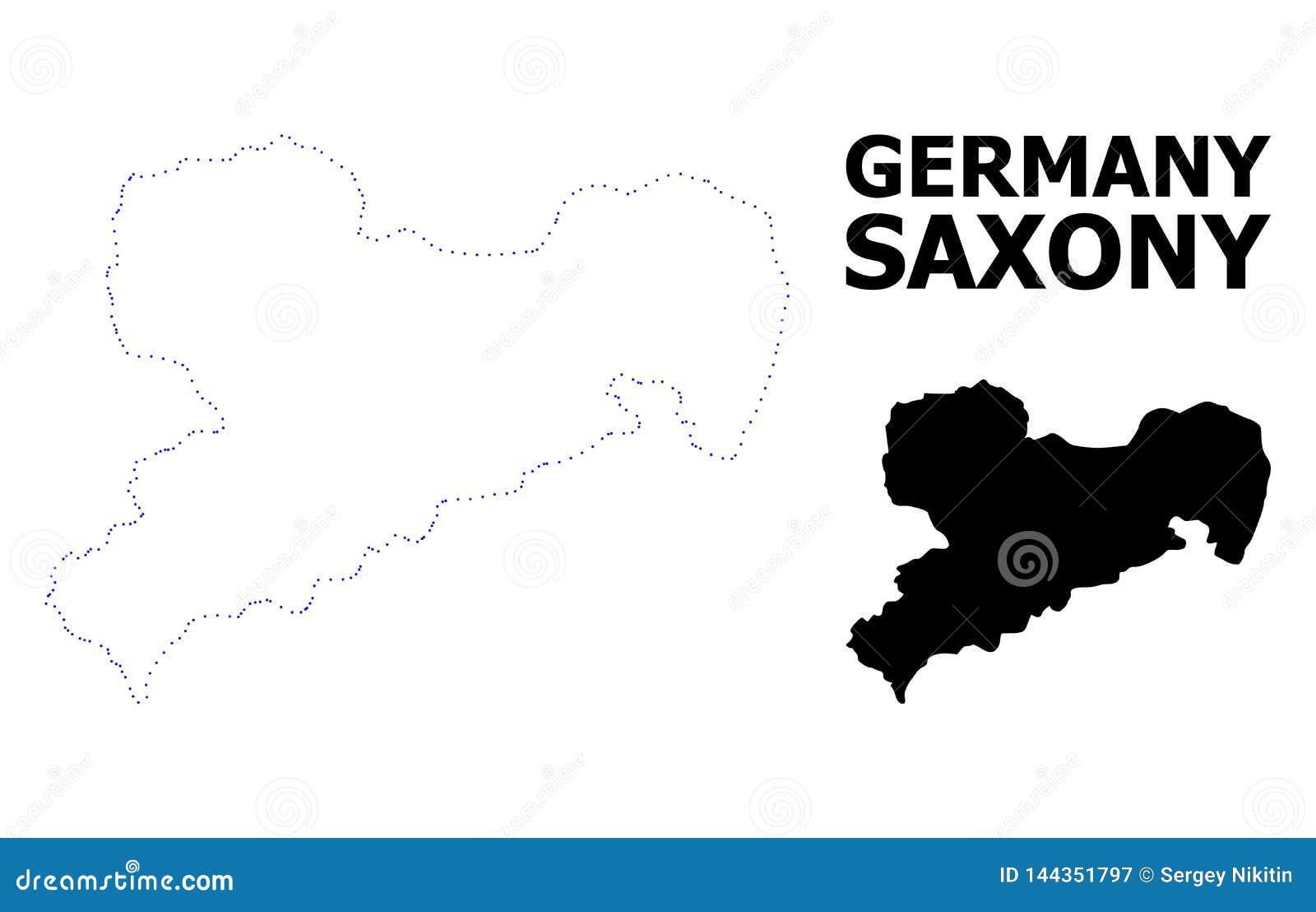 Vector Contour Dotted Map of Saxony State with Name Stock Vector ...