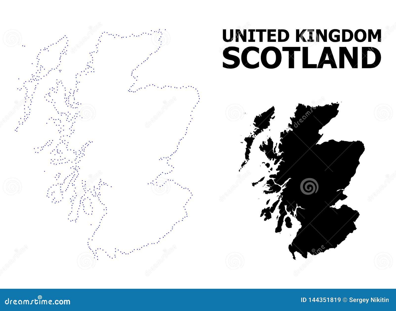 Vector Contour Dotted Map of Scotland with Caption Stock Vector ...