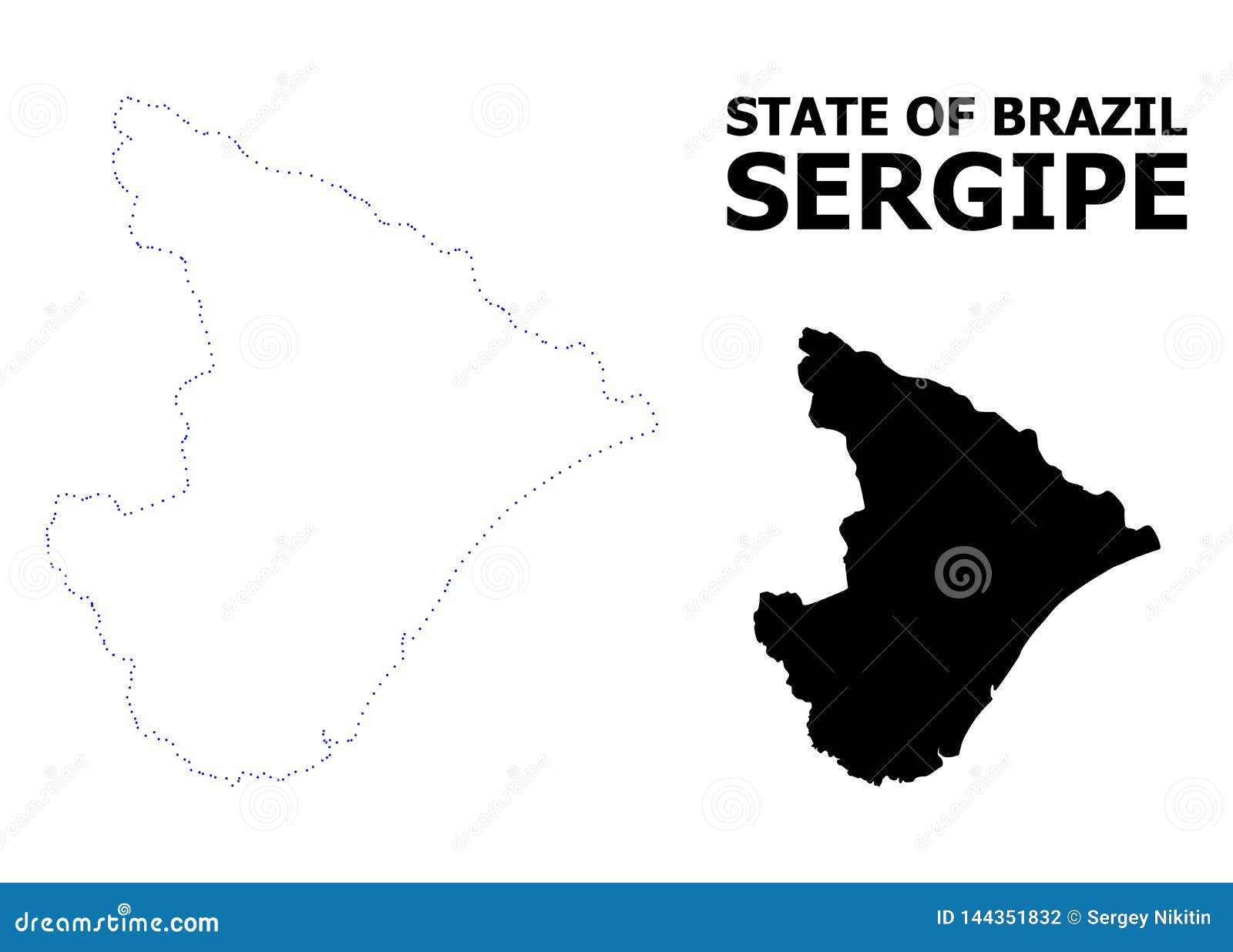 Vector Contour Dotted Map of Sergipe State with Name Stock Vector ...