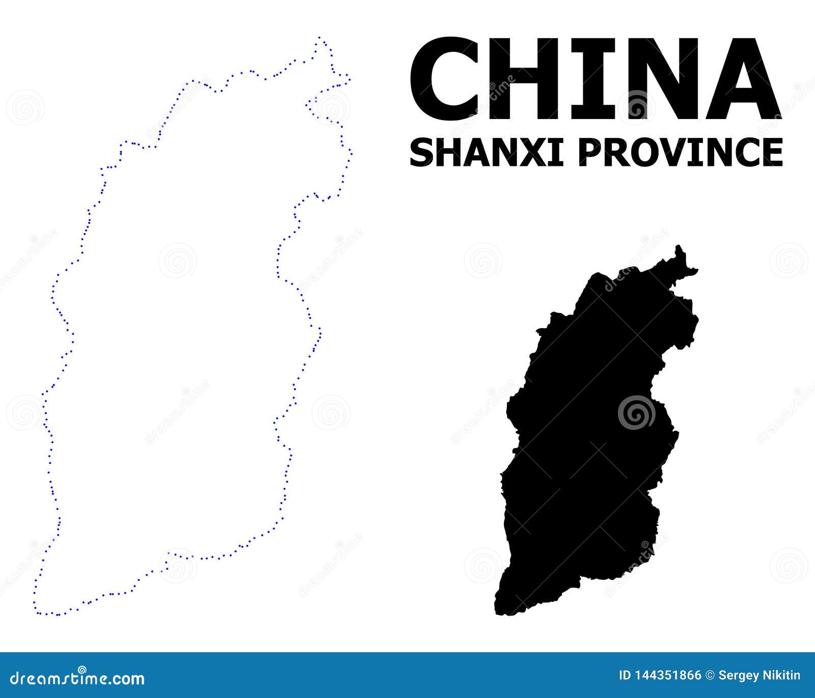 Vector Contour Dotted Map of Shanxi Province with Caption Stock Vector ...