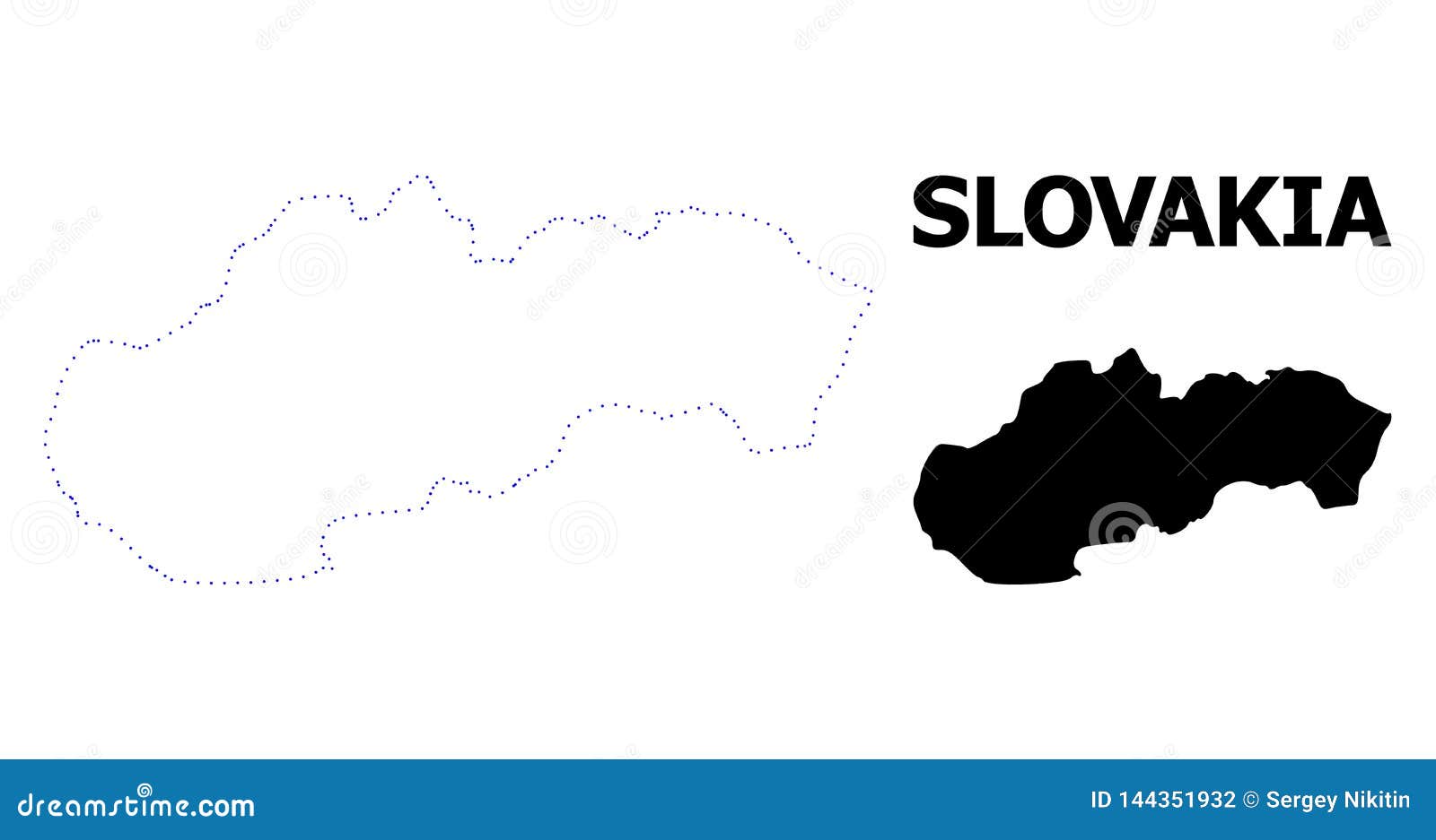 Vector Contour Dotted Map of Slovakia with Caption Stock Vector ...