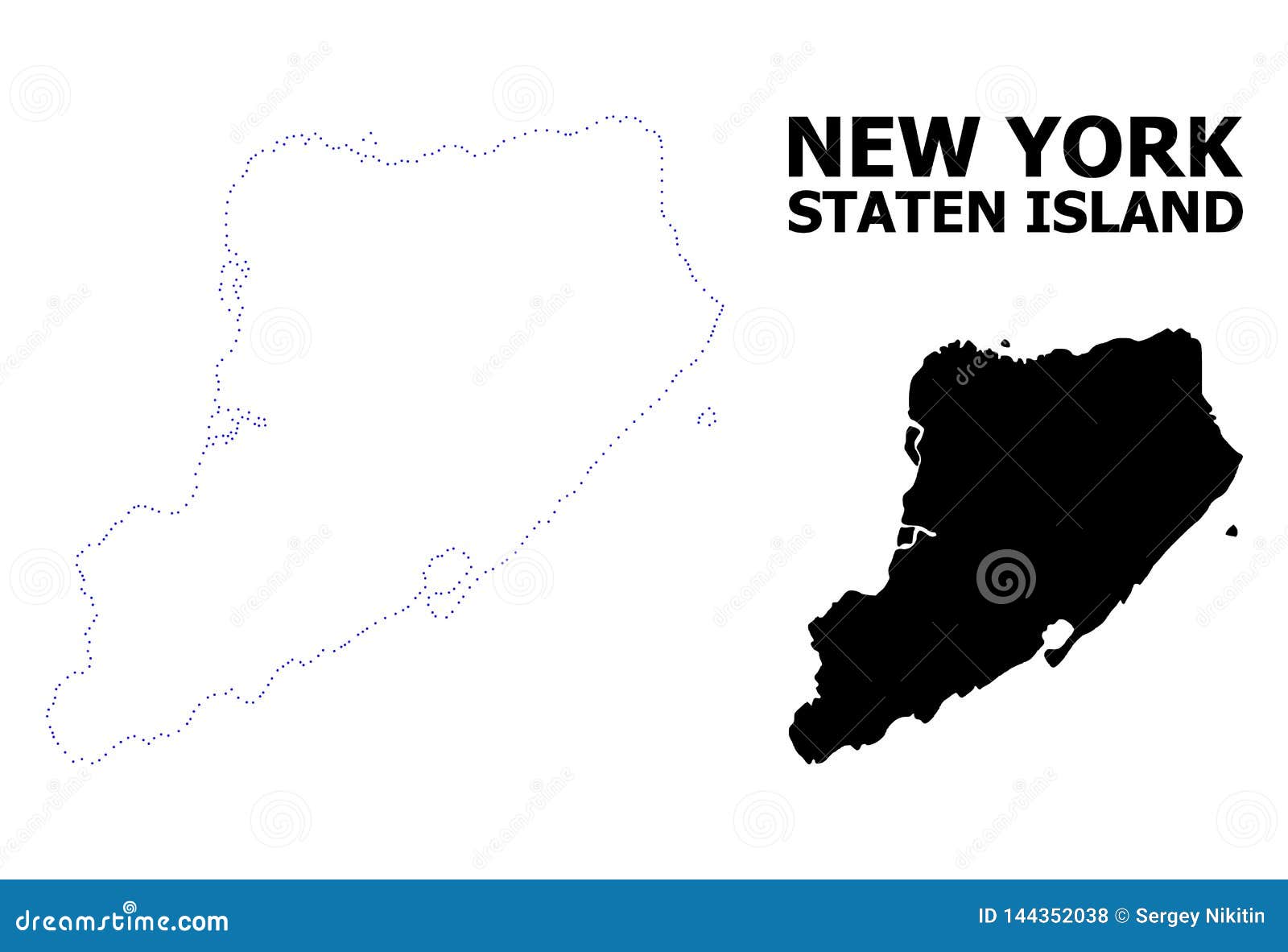 Vector Contour Dotted Map of Staten Island with Name Stock Vector ...