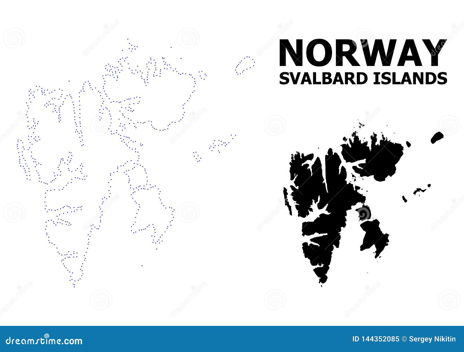 Vector Contour Dotted Map of Svalbard Islands with Caption Stock Vector ...