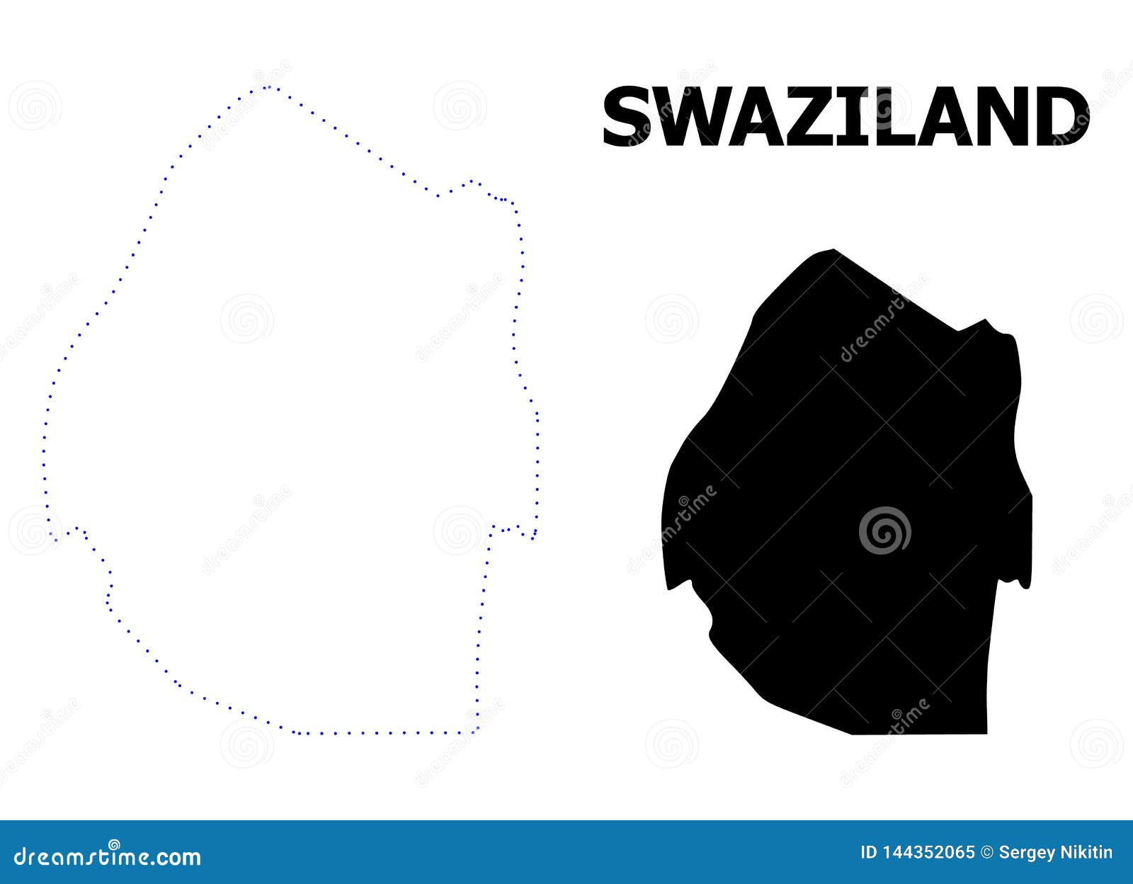 Vector Contour Dotted Map of Swaziland with Name Stock Vector ...