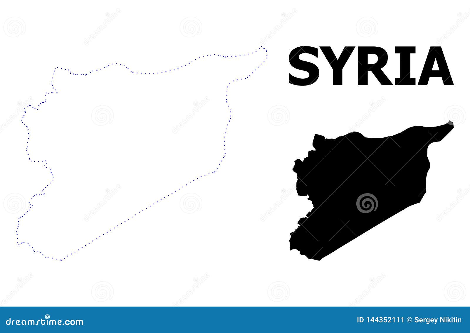 Vector Contour Dotted Map of Syria with Caption Stock Vector ...