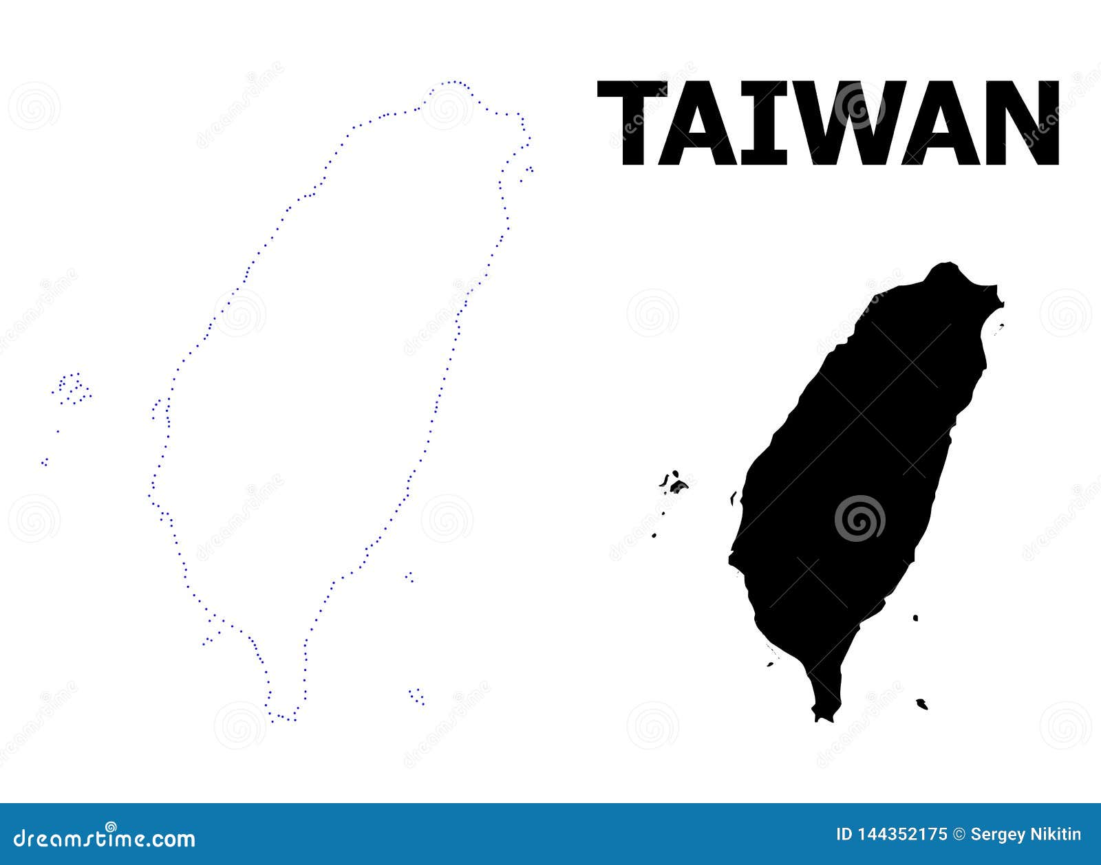 Taiwan Map From The Contour Black Brush Lines Different Thickness On ...