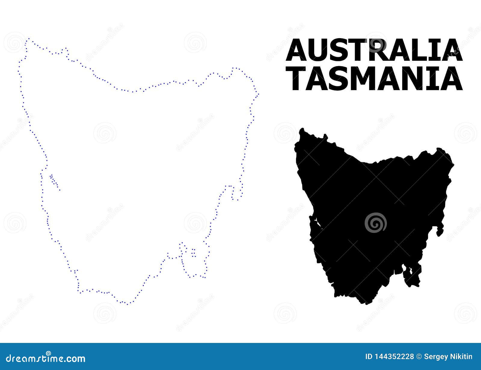 Vector Contour Dotted Map of Tasmania Island with Caption Stock Vector ...