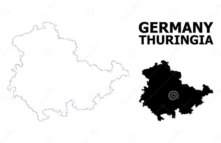 Vector Contour Dotted Map of Thuringia State with Name Stock Vector ...