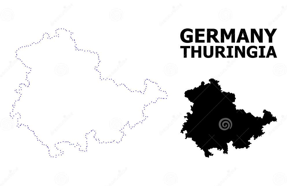Vector Contour Dotted Map of Thuringia State with Name Stock Vector ...