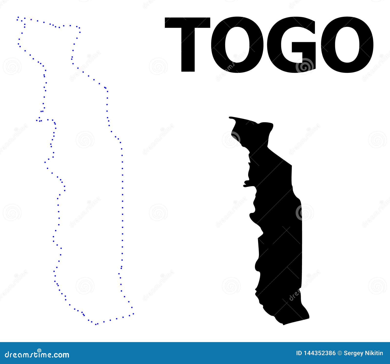 Vector Contour Dotted Map of Togo with Caption Stock Vector ...