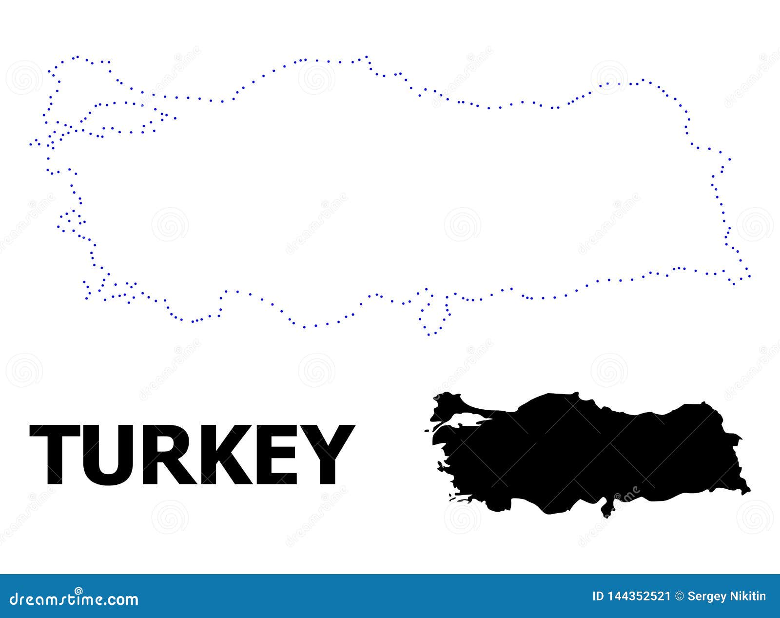Vector Contour Dotted Map of Turkey with Caption Stock Vector ...