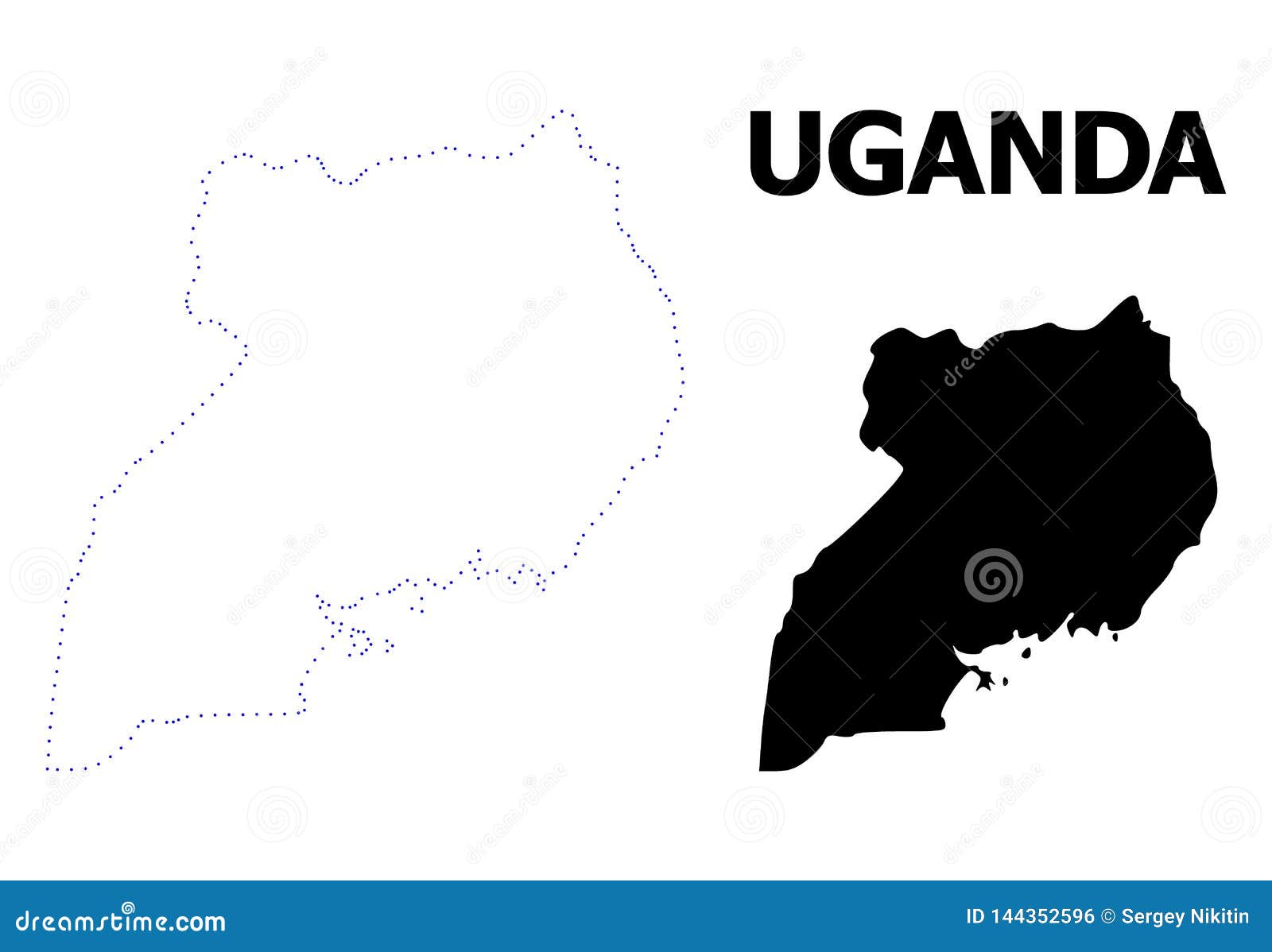Vector Contour Dotted Map of Uganda with Caption Stock Vector ...