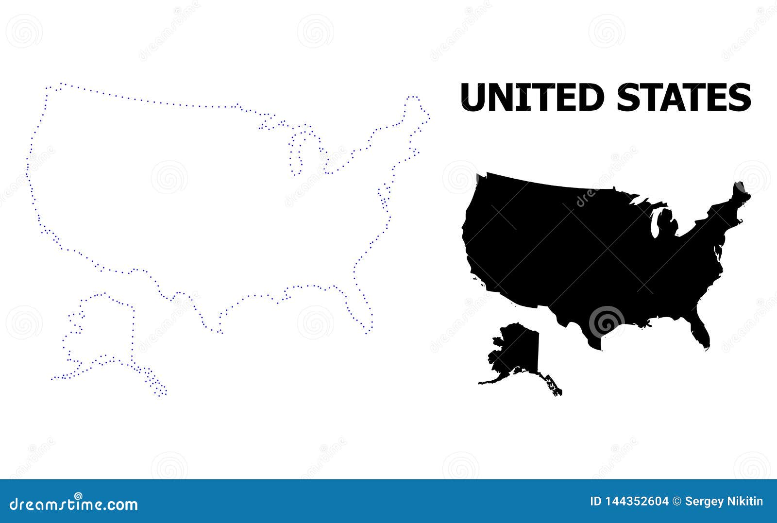 Vector Contour Dotted Map of USA and Alaska with Caption Stock Vector ... Vector Contour Dotted Map of USA and Alaska with Caption Stock Vector ...