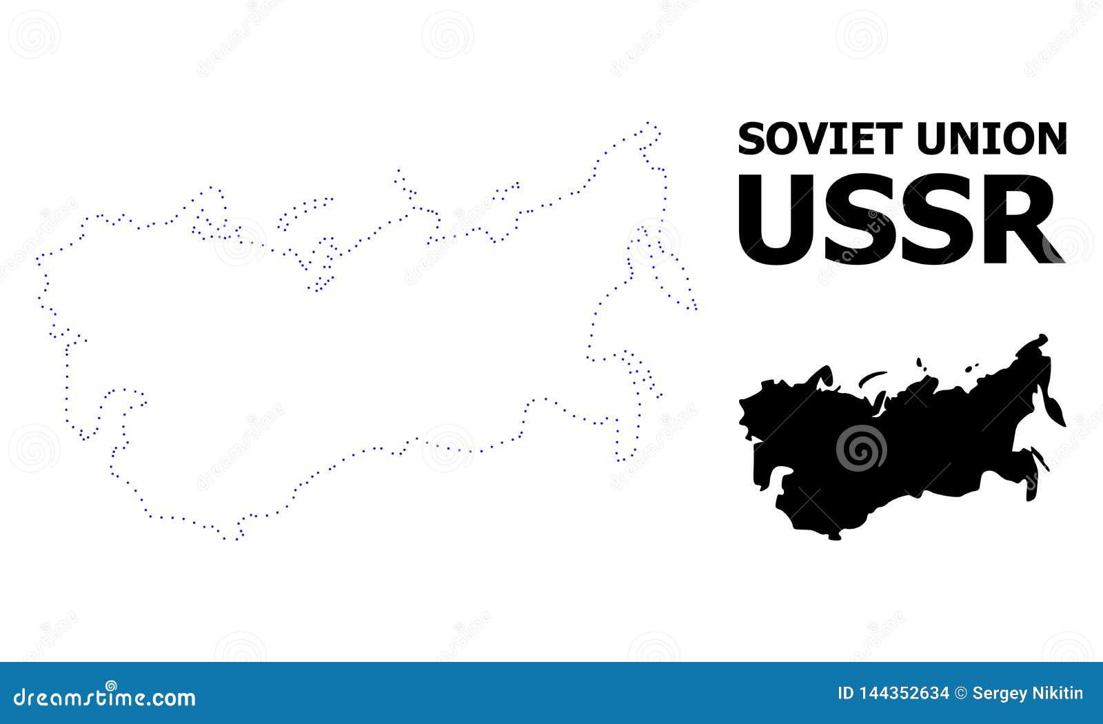 Vector Contour Dotted Map of USSR with Caption Stock Vector ...
