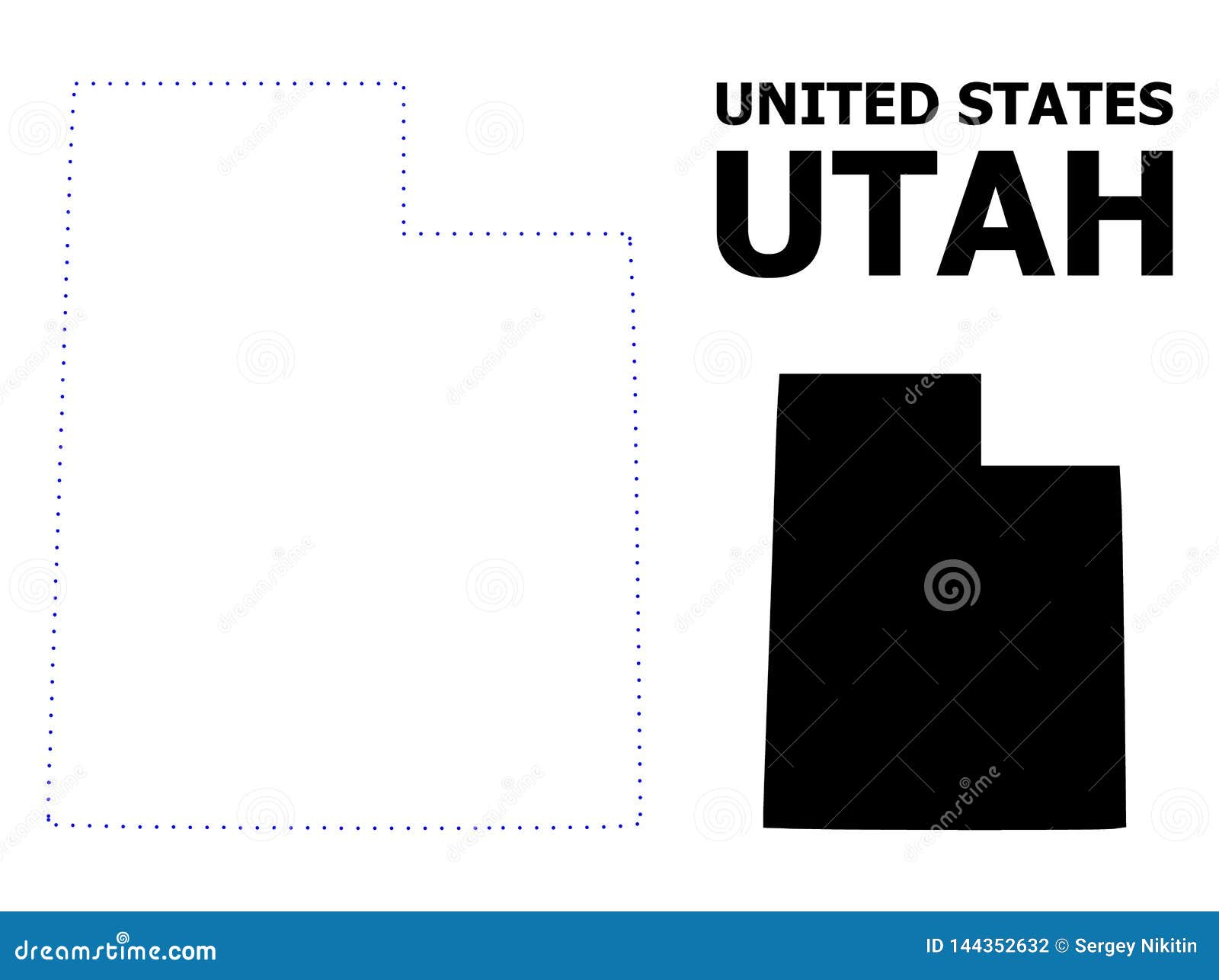 Vector Contour Dotted Map of Utah State with Caption Stock Vector ...