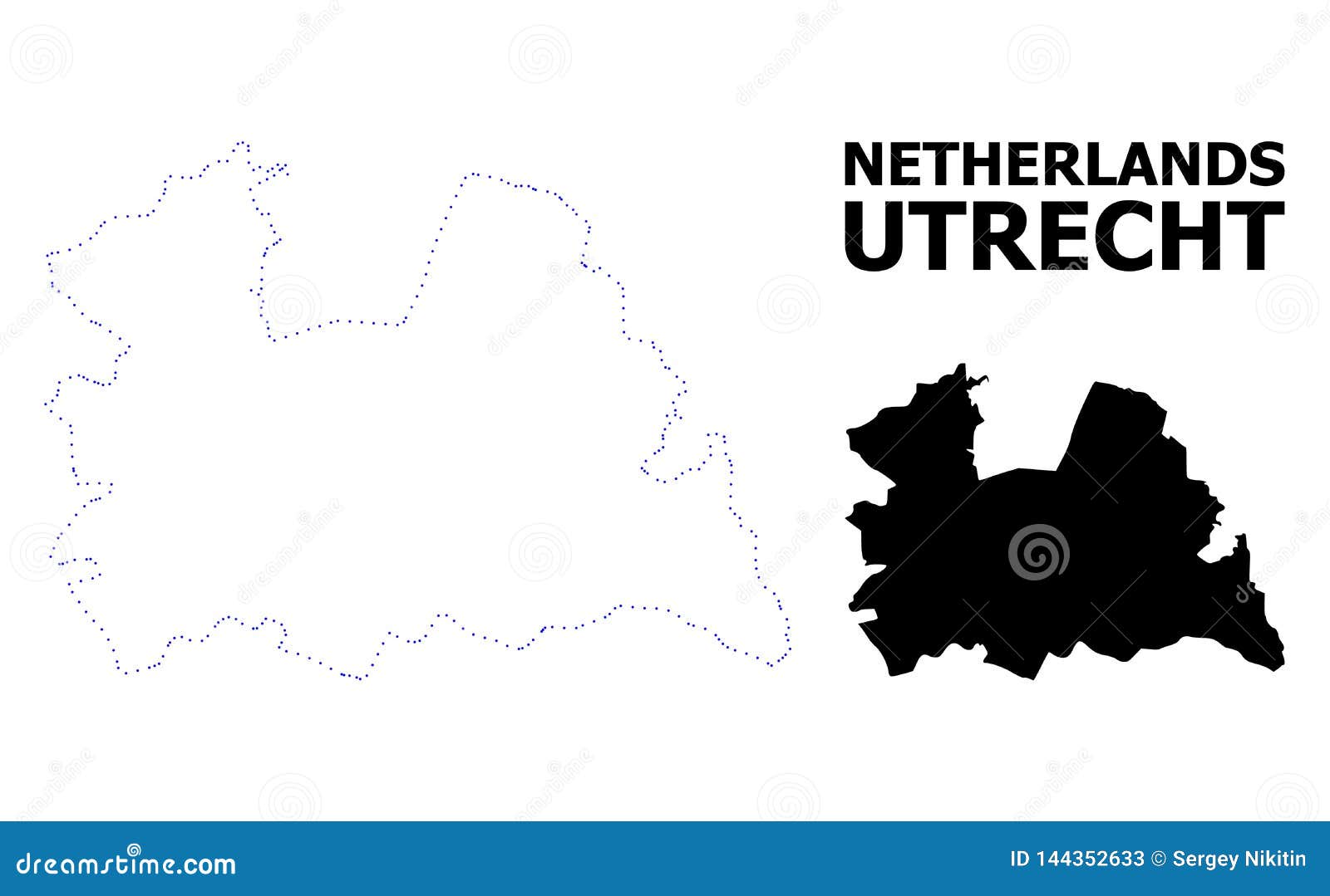 Vector Contour Dotted Map of Utrecht Province with Caption Stock Vector ...