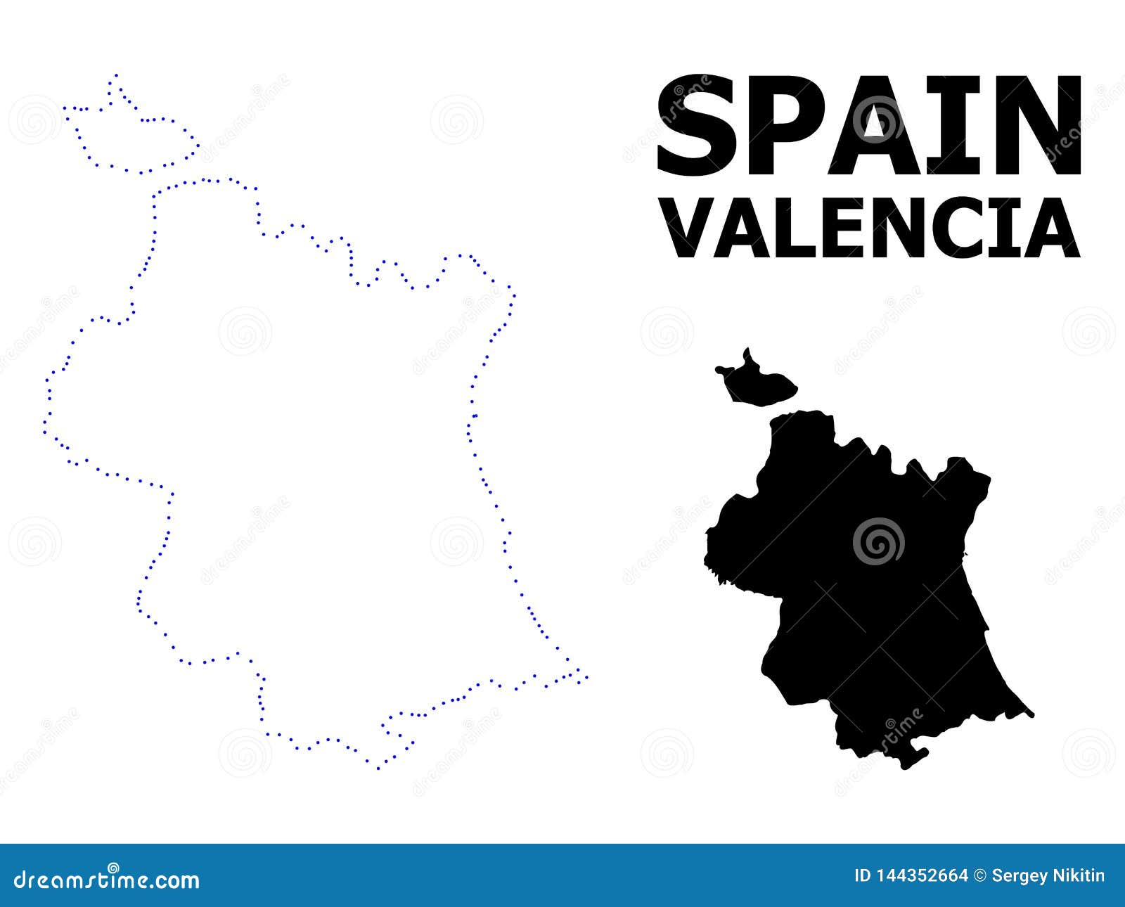 Vector Contour Dotted Map of Valencia Province with Name Stock Vector ...