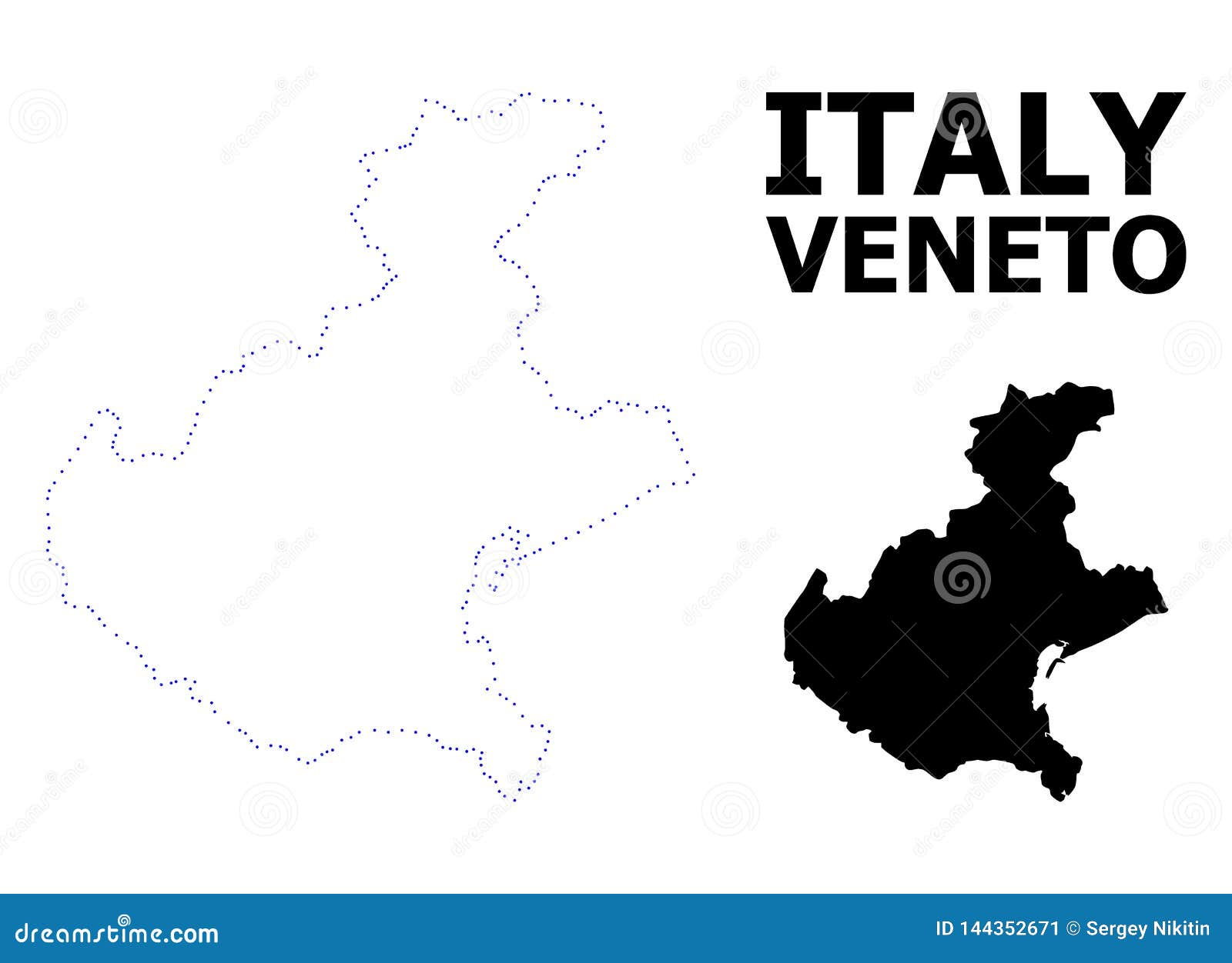 Vector Contour Dotted Map of Veneto Region with Caption Stock Vector ...
