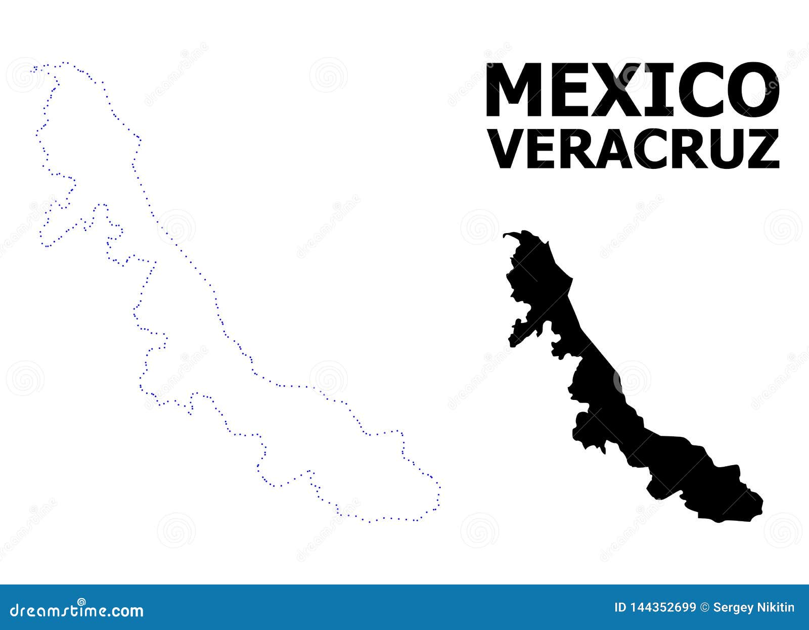 Vector Contour Dotted Map of Veracruz State with Caption Stock Vector ...