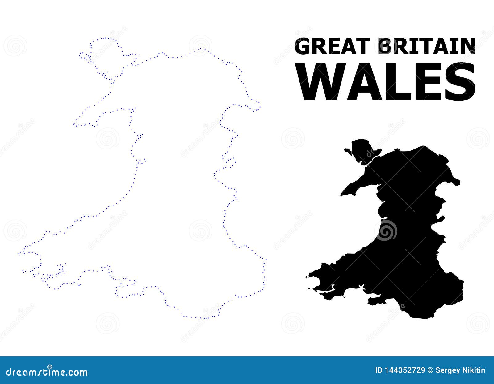 Vector Contour Dotted Map of Wales with Caption Stock Vector ...