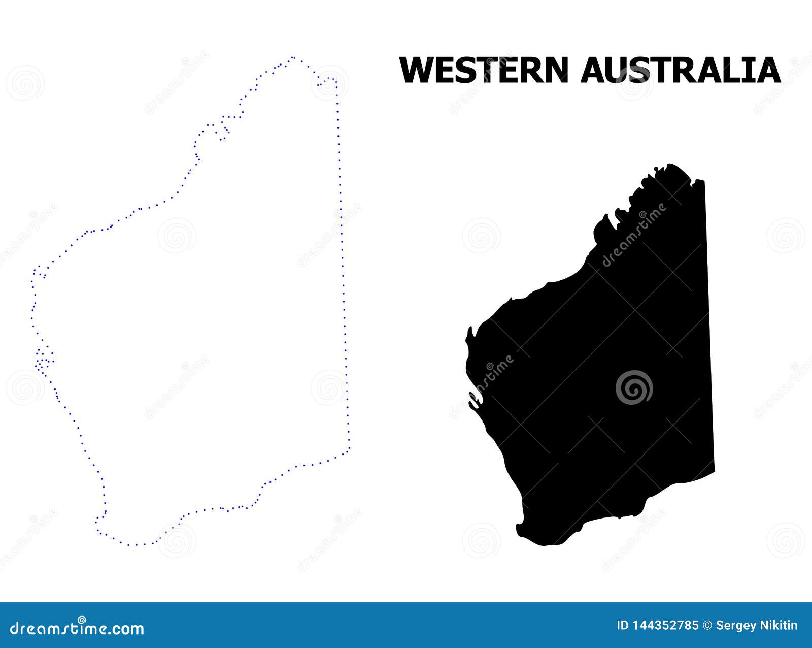 Vector Contour Dotted Map of Western Australia with Caption Stock ...