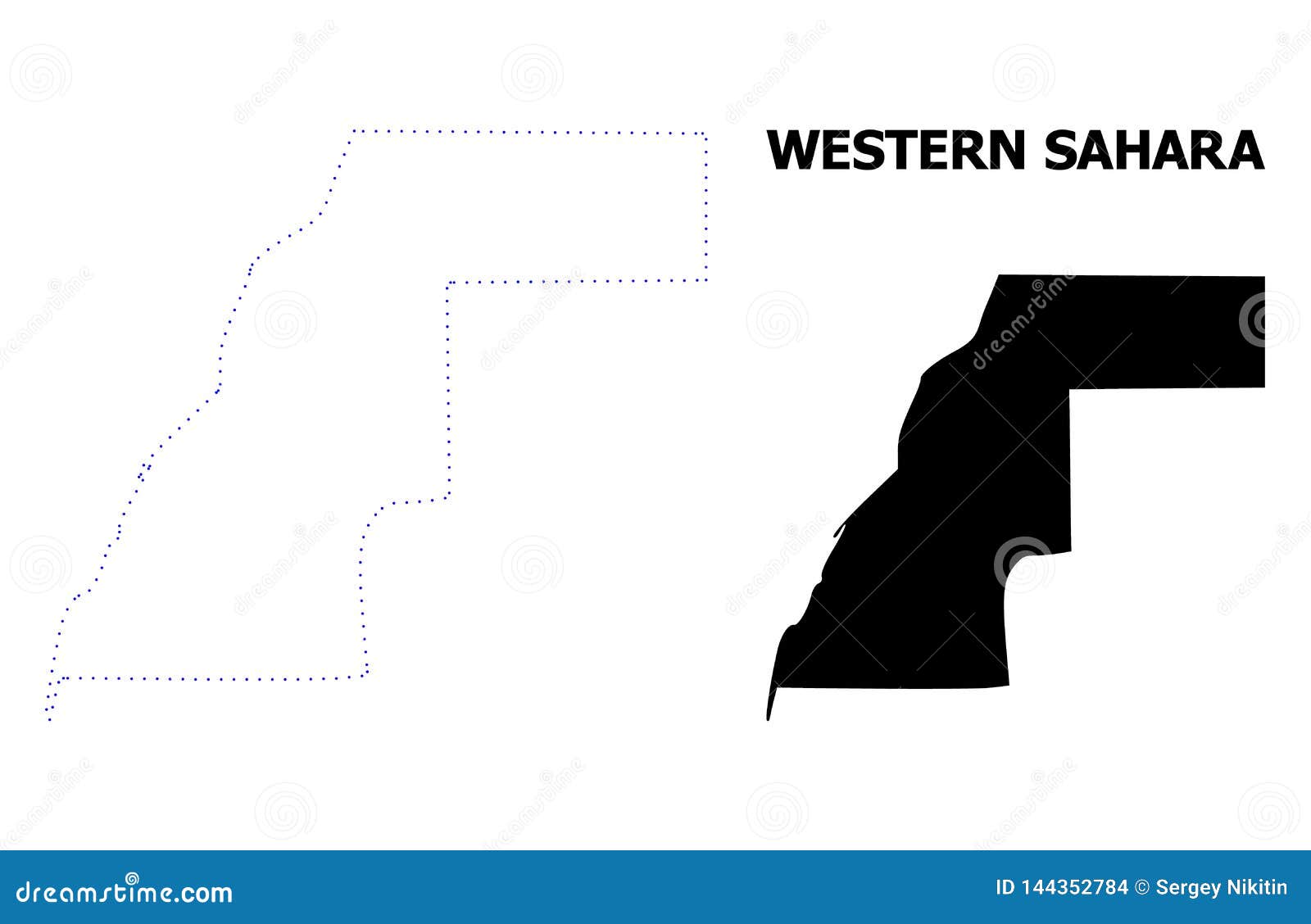 Vector Contour Dotted Map of Western Sahara with Name Stock Vector ...