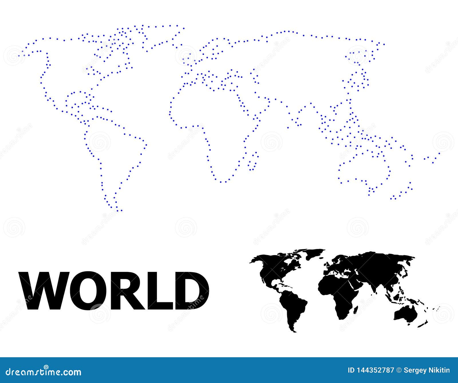 Vector Contour Dotted Map of World with Name Stock Vector ...