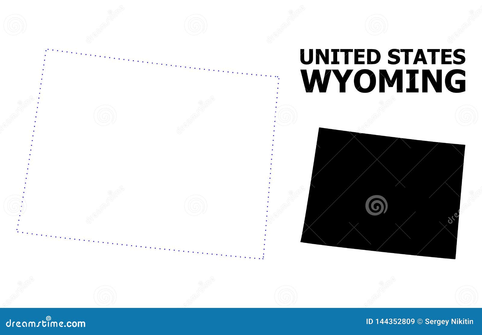 Vector Contour Dotted Map of Wyoming State with Name Stock Vector ...
