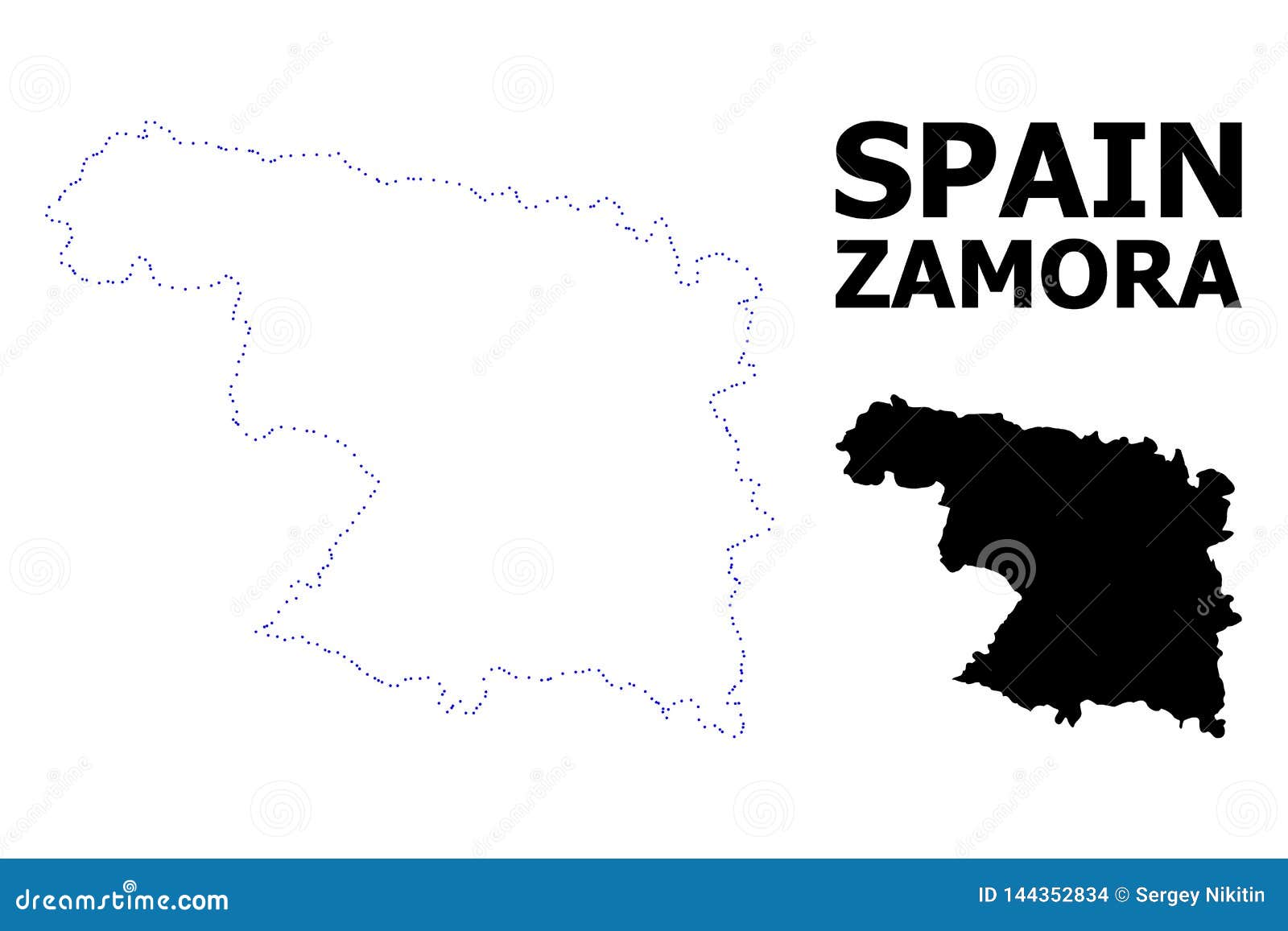 Vector Contour Dotted Map of Zamora Province with Caption Stock Vector ...