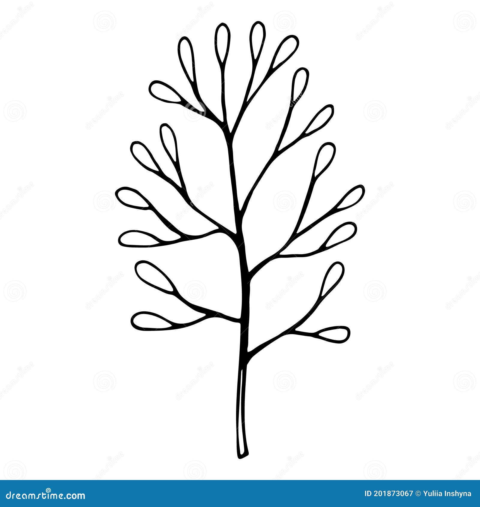 Vector Contour Drawing. Hand Drawn Trees Doodle Stock Vector ...