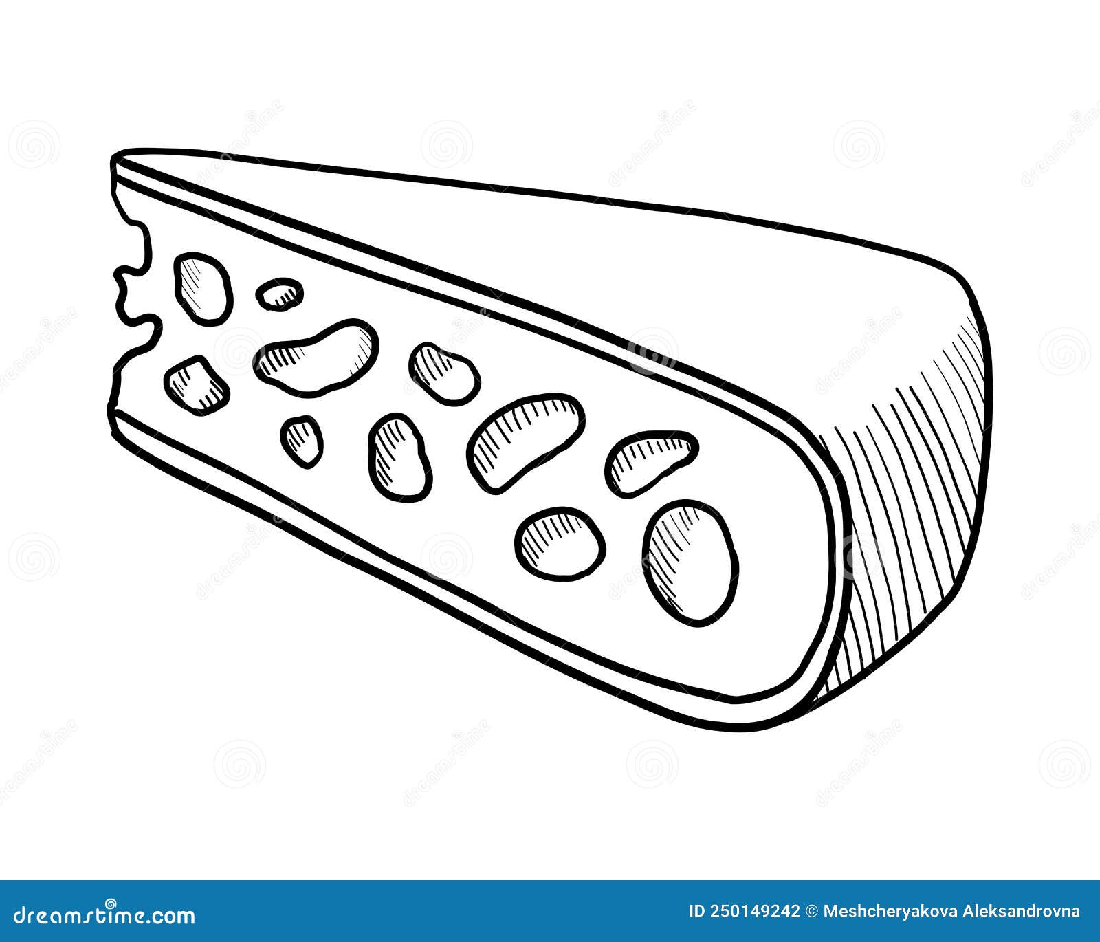 VECTOR CONTOUR DRAWING of a PIECE of CHEESE on a WHITE BACKGROUND Stock ...