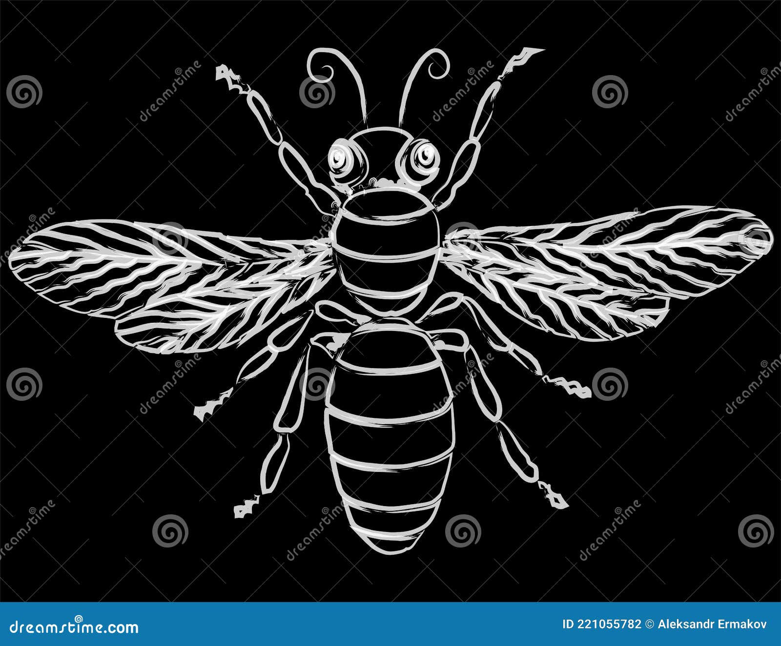 Vector Contour Drawing of Silhouette Decorative Cartoon Fly Stock ...