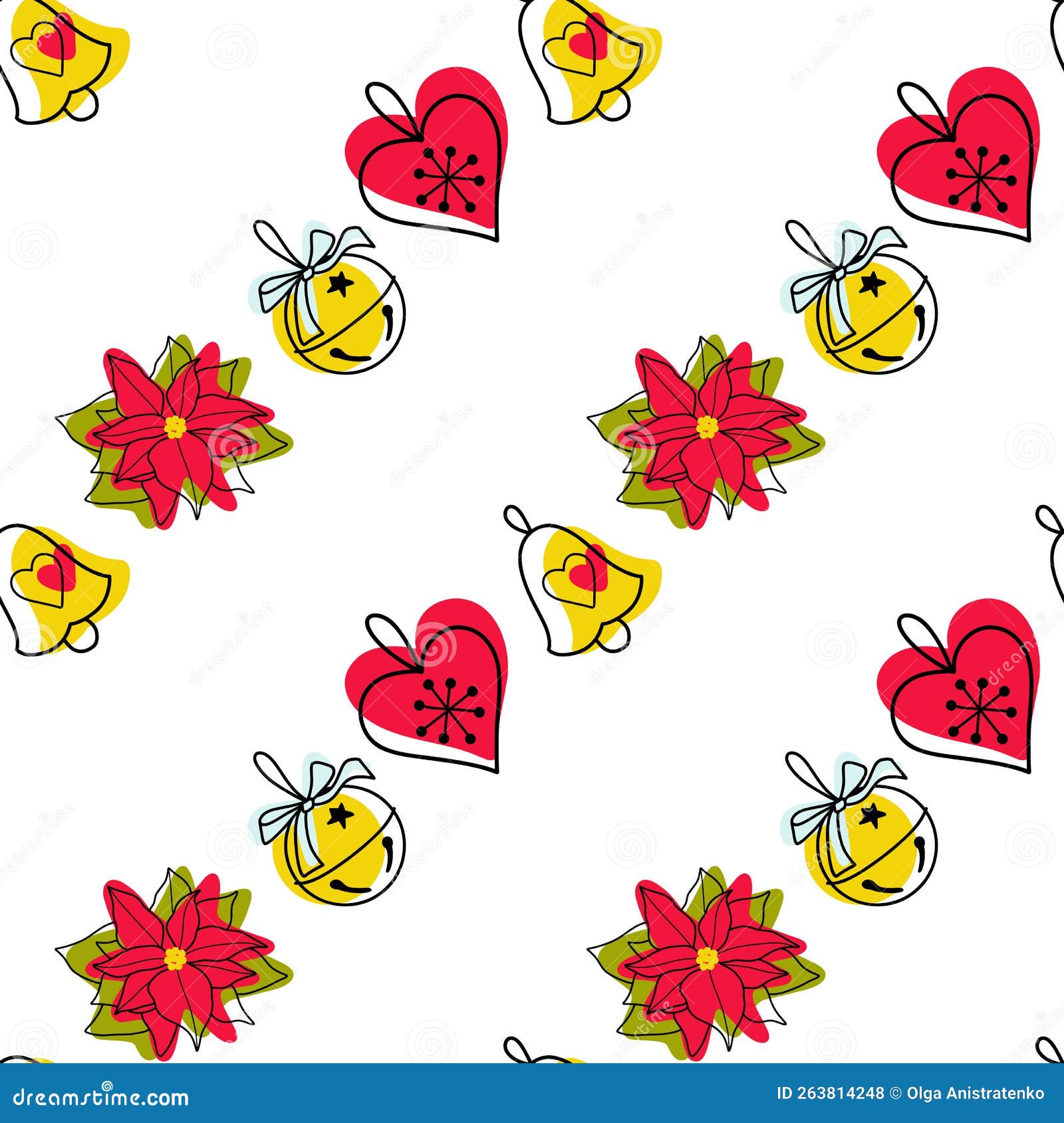 Vector Contur and Spot Seamless Pattern Christmas Decorations Stock ...