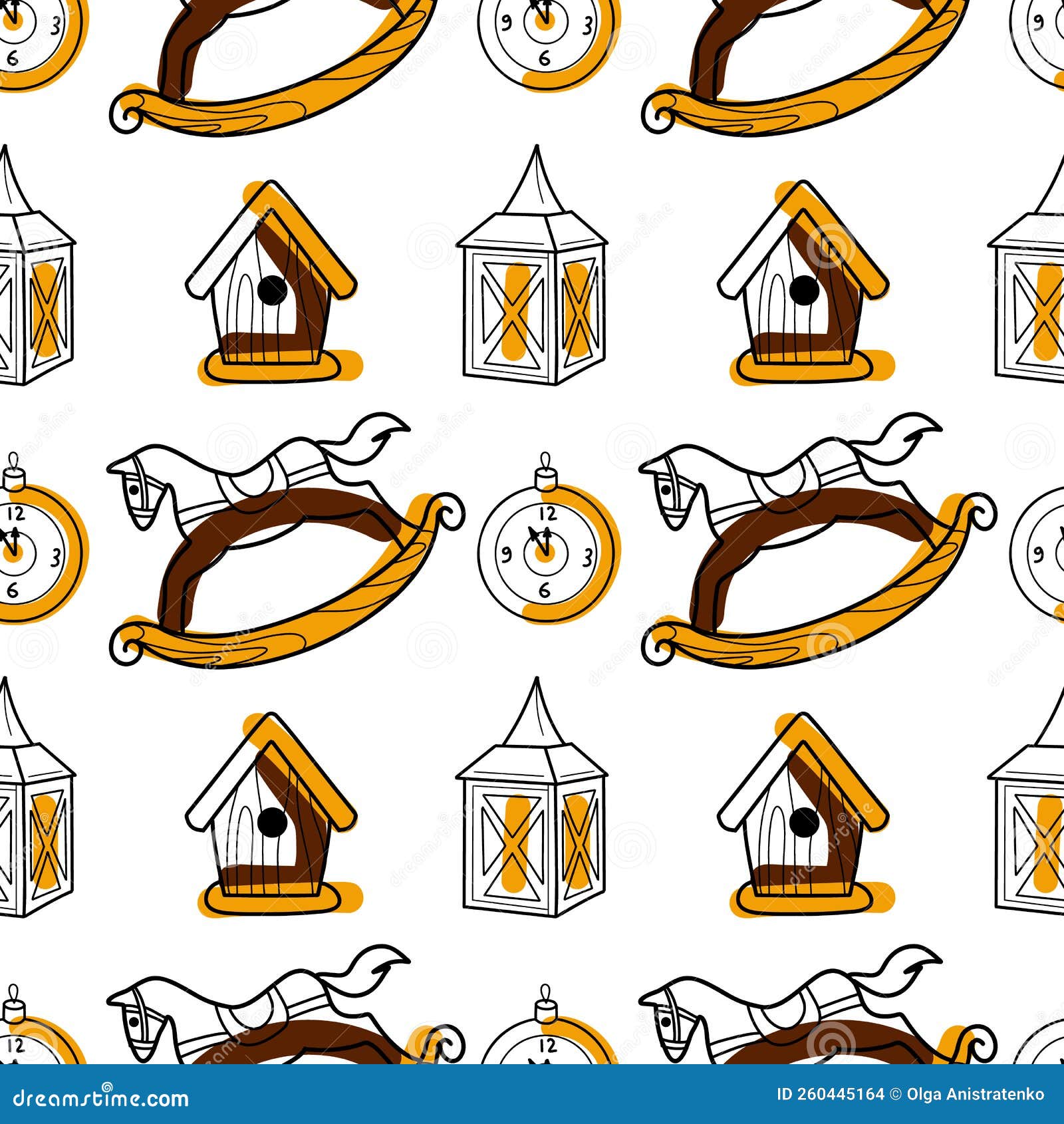 Vector Contur and Spot Seamless Pattern New Year, Christmas Stock ...