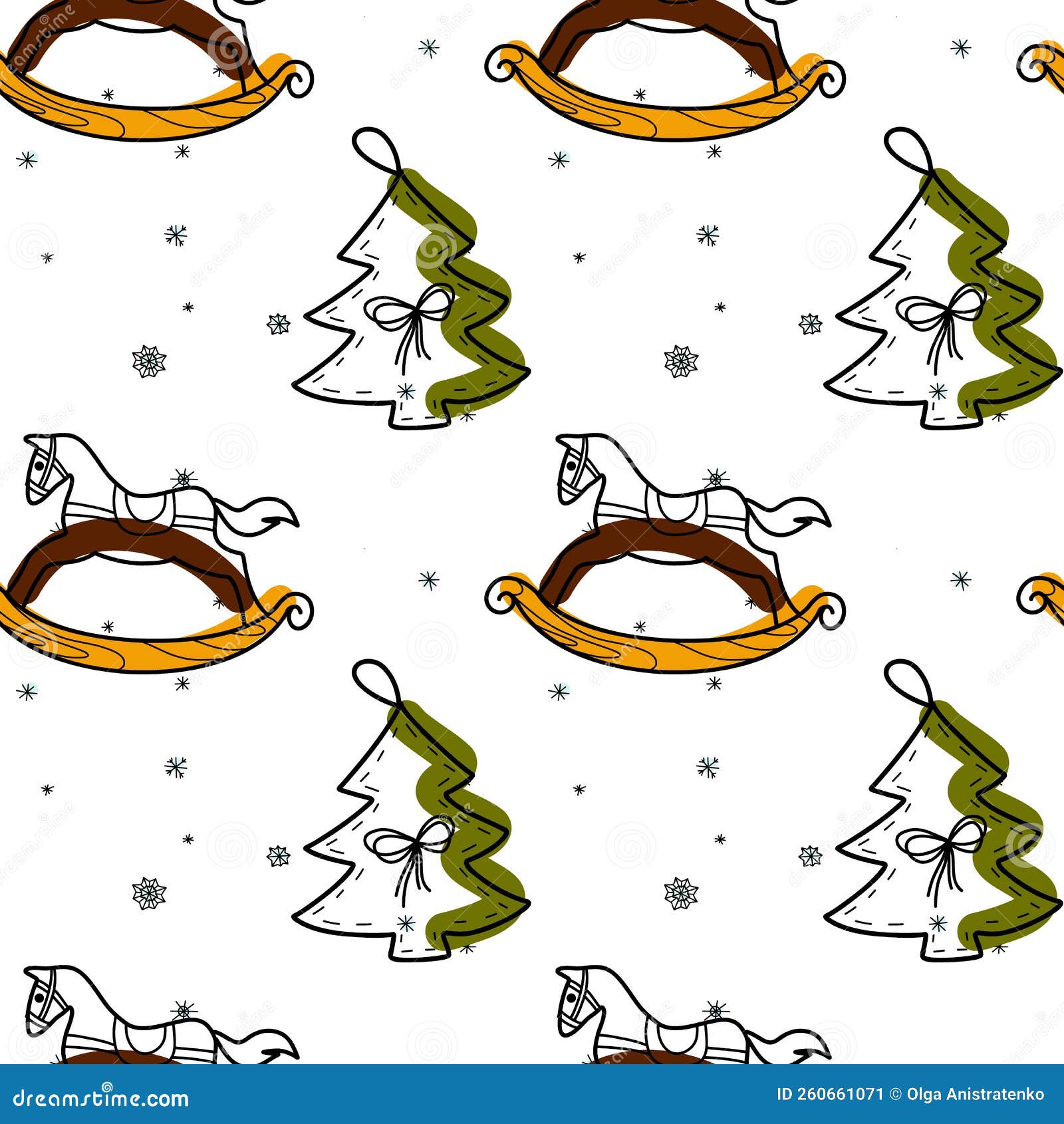 Vector Contur and Spot Seamless Pattern New Year, Christmas Stock ...