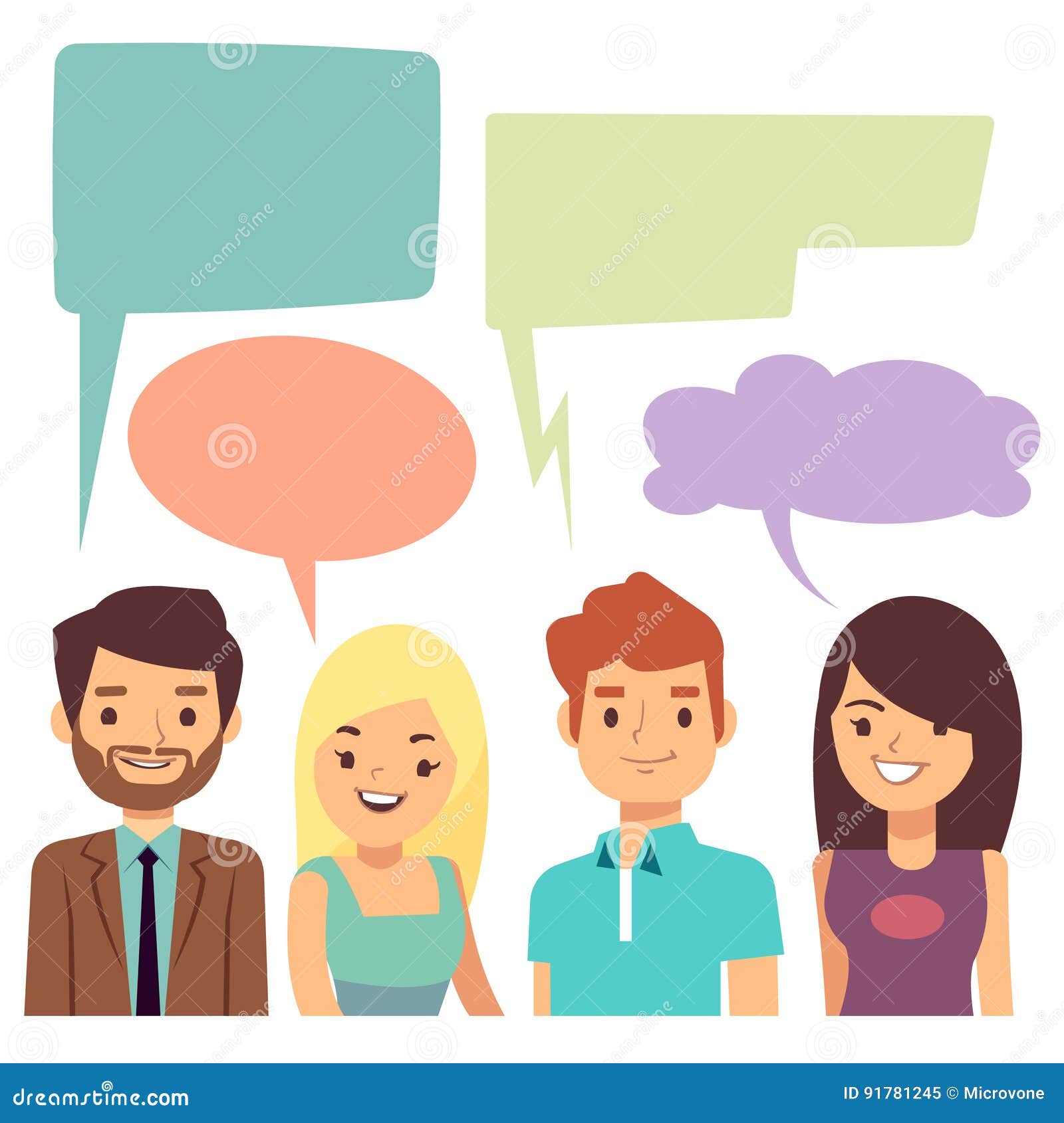 Vector Conversation Box And Text Message Flat Illustration Isolated On ...