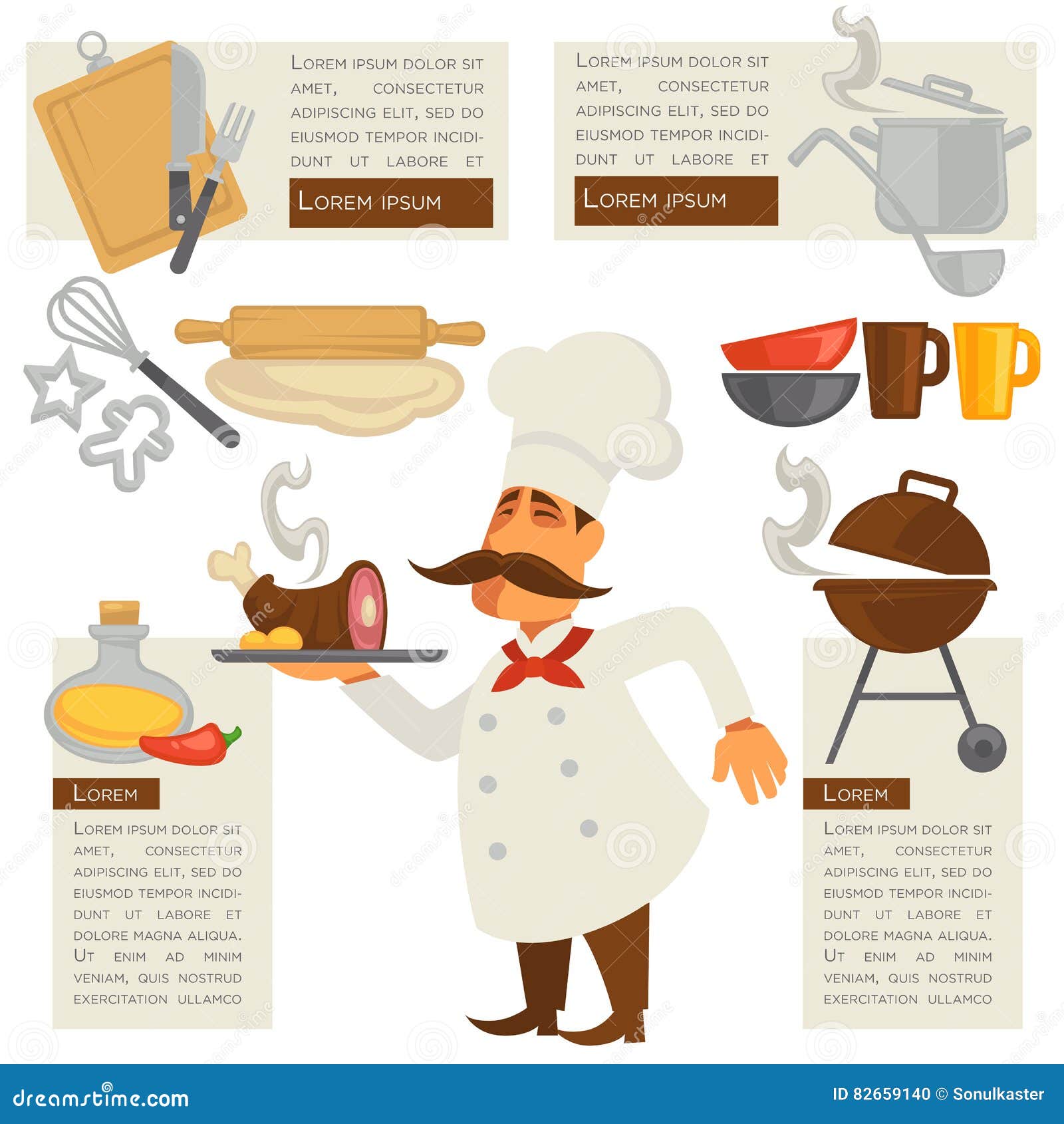 Vector Cook and Kitchen Symbols. Stock Vector - Illustration of info ...