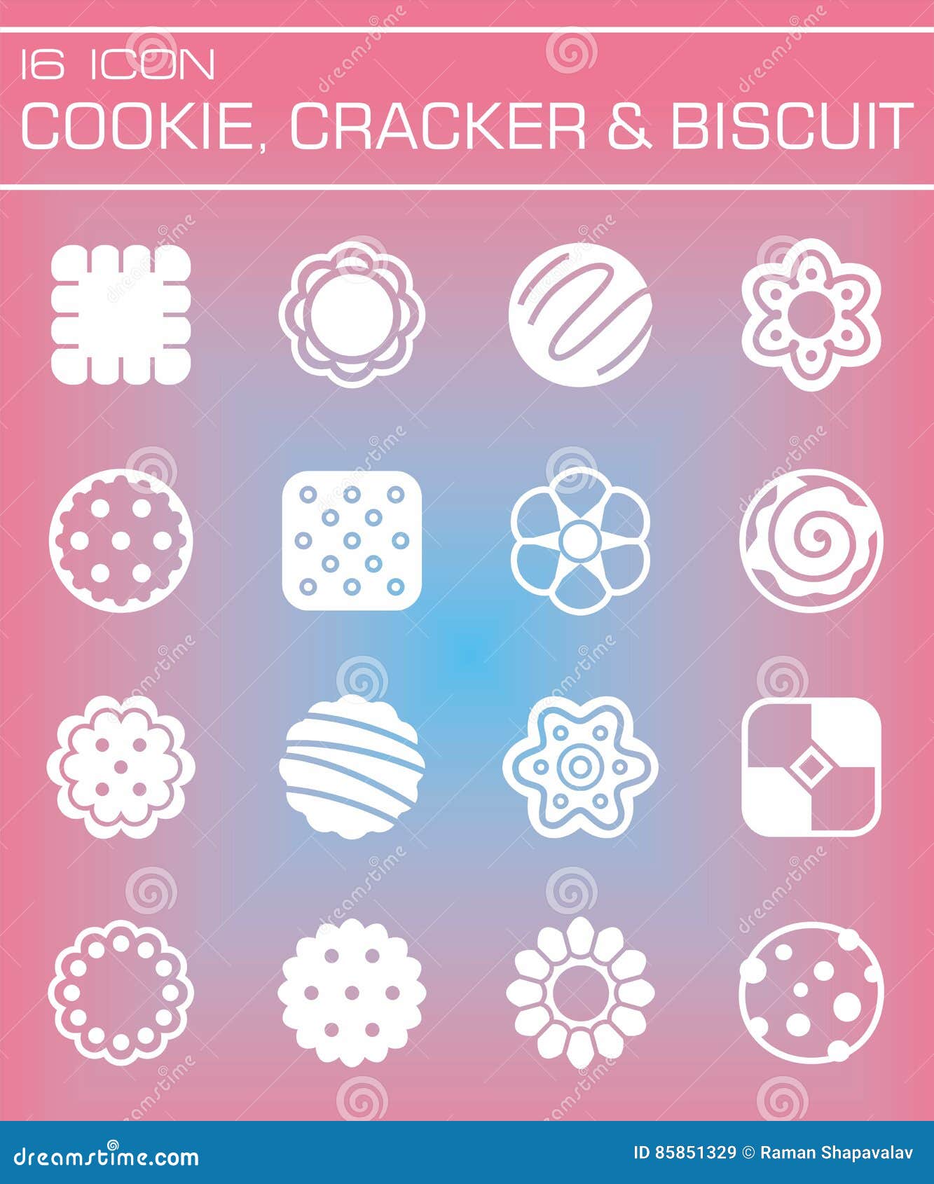 Vector Cookie, Craker, Biscuit Icon Set Stock Vector - Illustration of ...